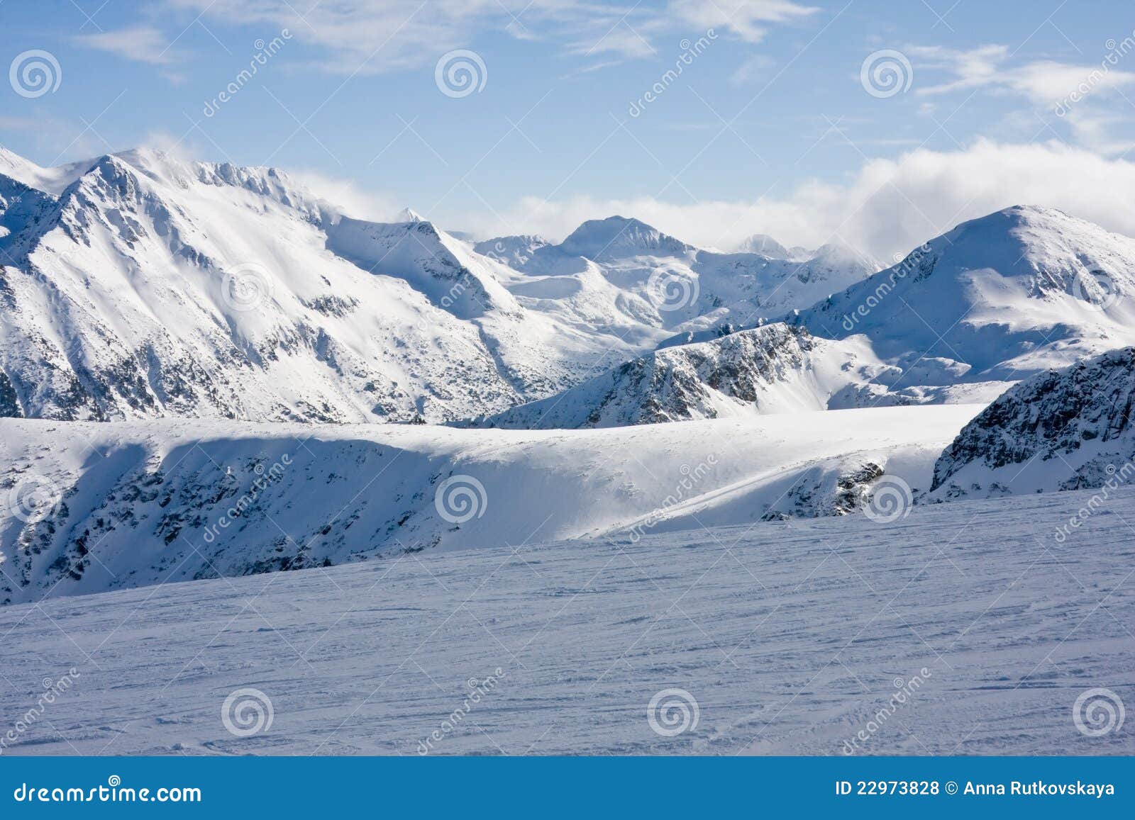 Ski Slope in Winter Mountains Stock Photo - Image of alpine, landscape ...
