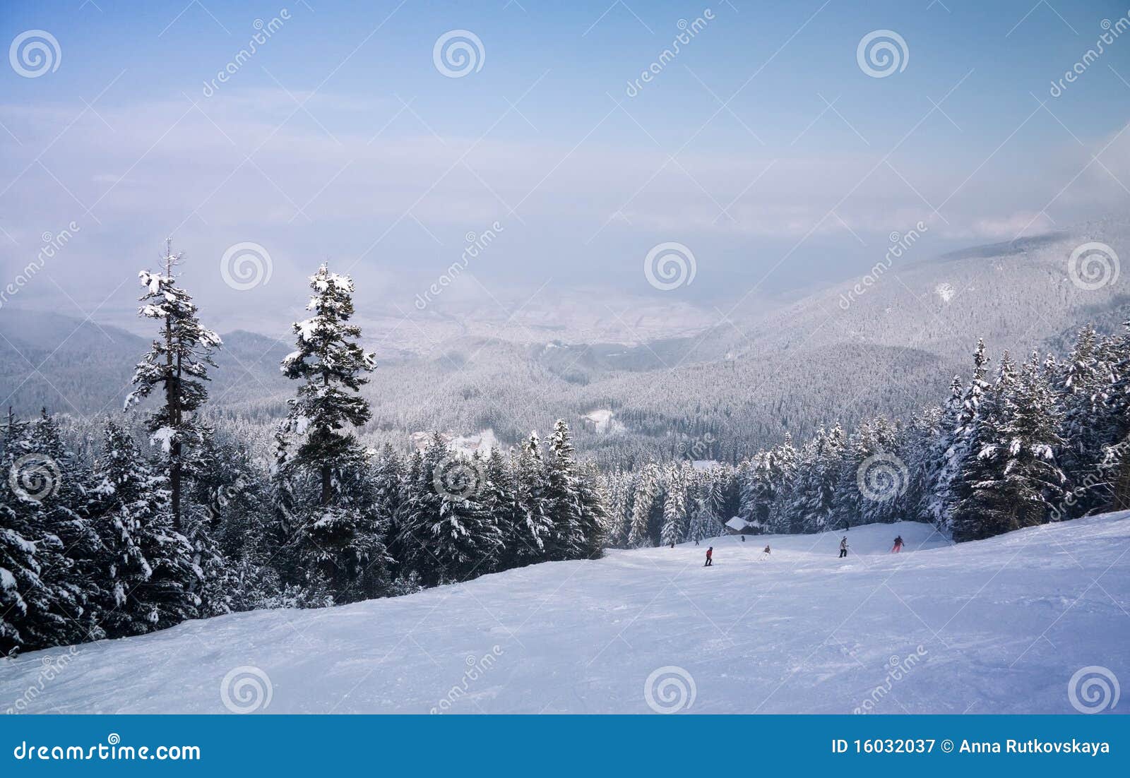Ski Slope and Winter Mountains Panorama Stock Image - Image of pirin ...