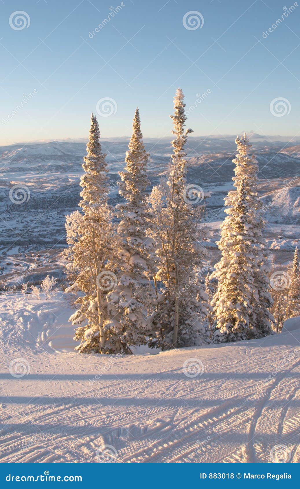 Ski slopes at winter stock photo. Image of rocky, sundown - 883018