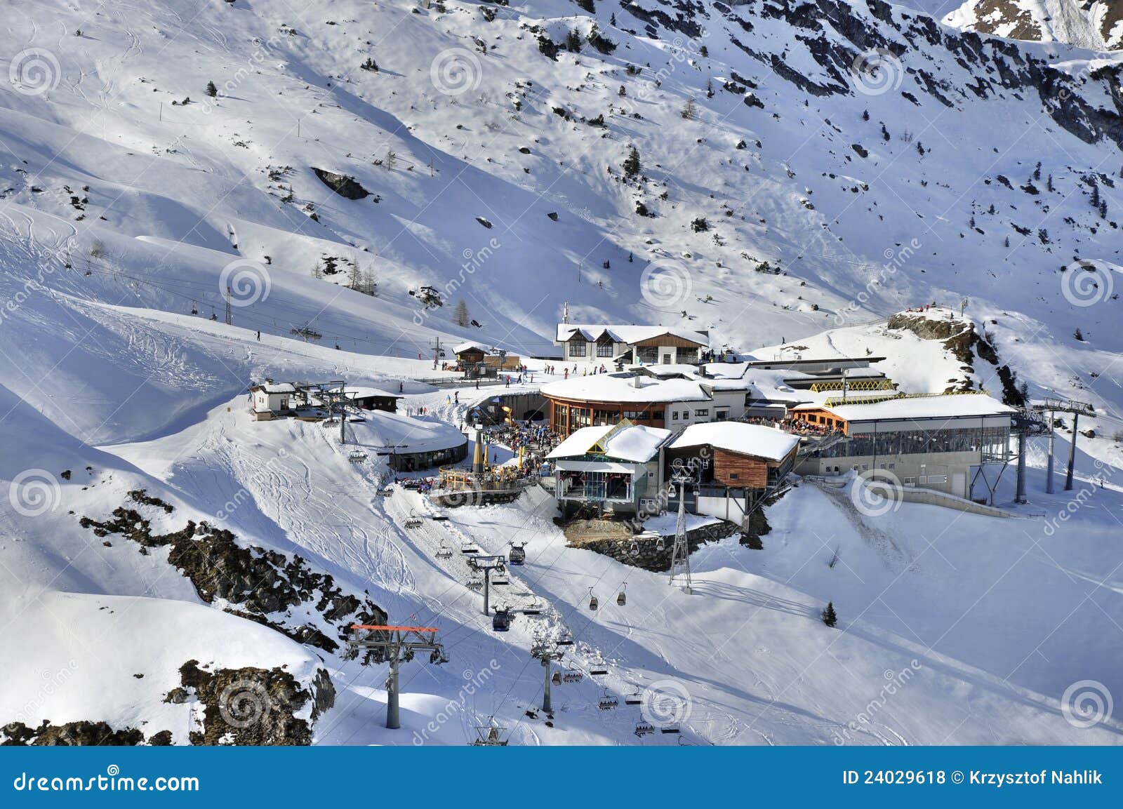 Ski Station at Hintertux Glacier Stock Photo - Image of trails, resort ...