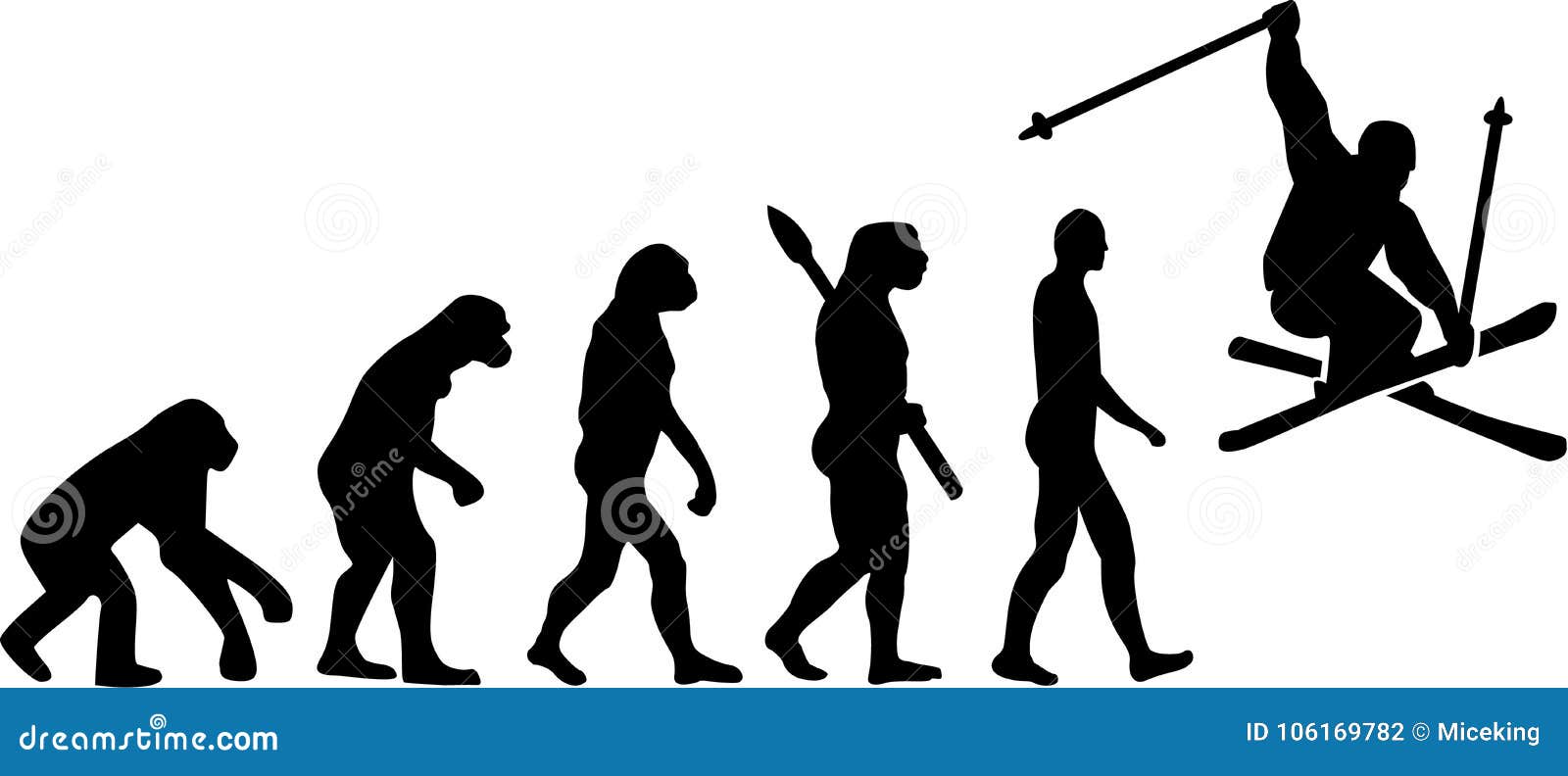 Ski Stunt Evolution stock vector. Illustration of ancestors - 106169782