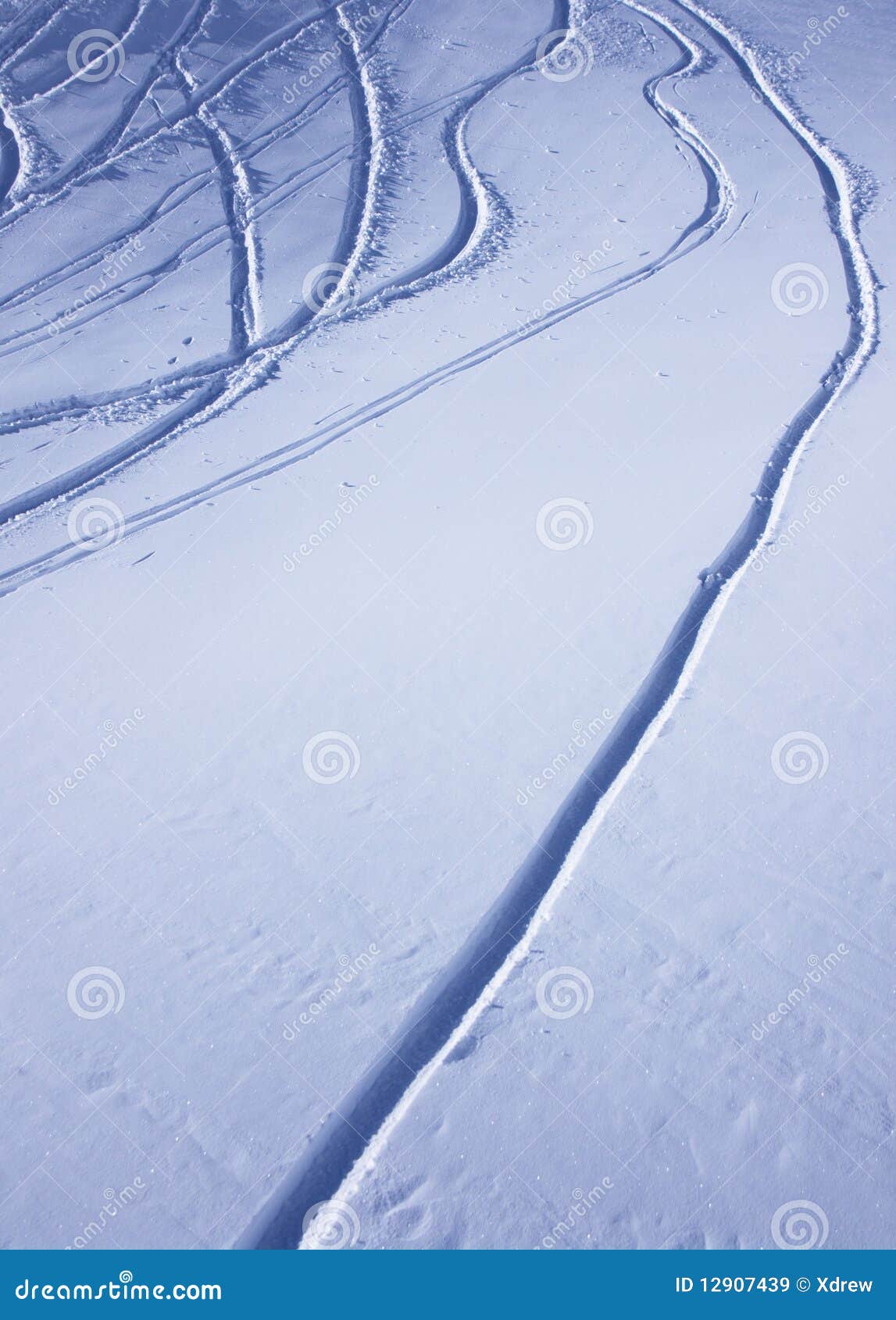 Ski traces on snow stock image. Image of mountainous - 12907439