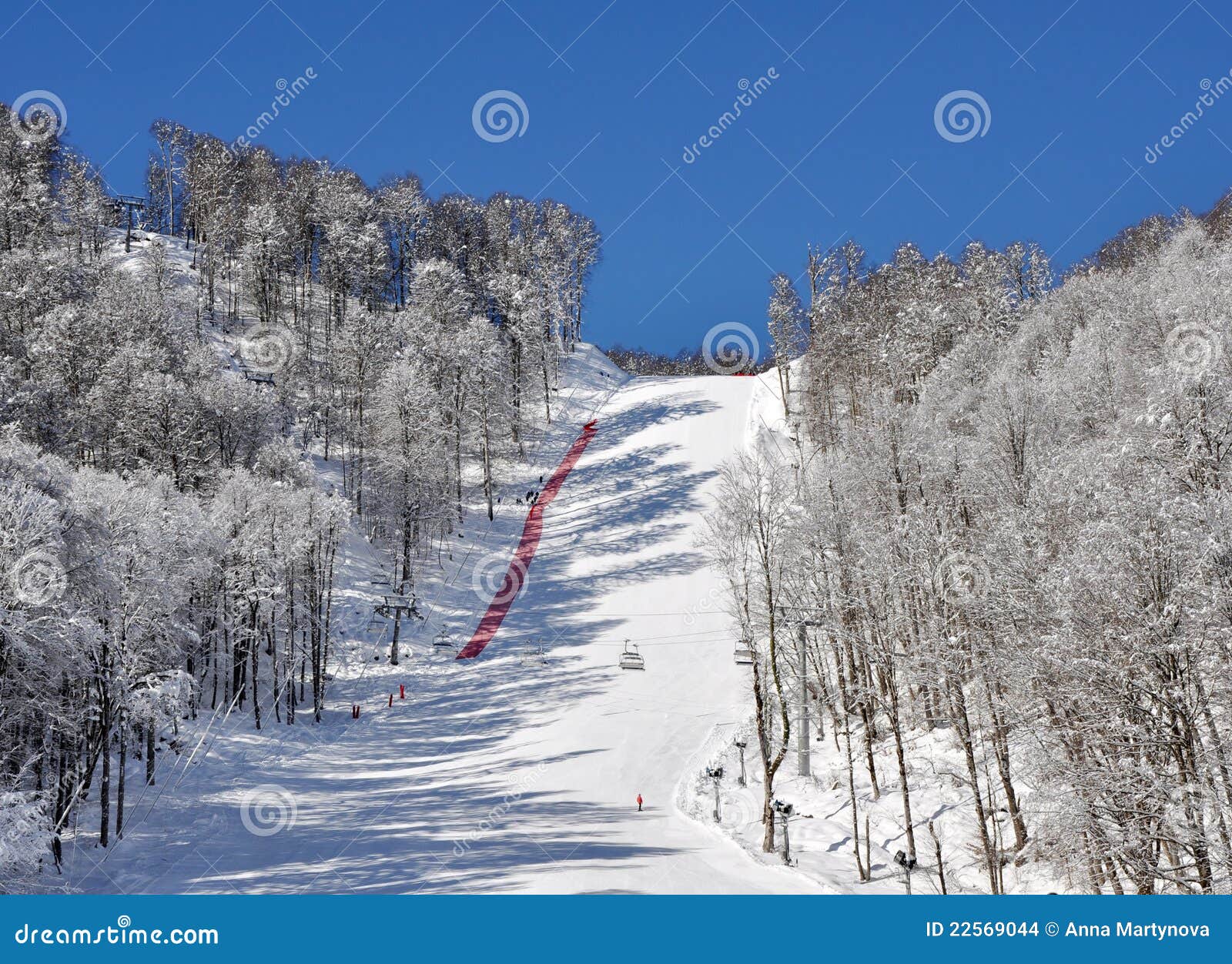 Ski Track on a Mounting Skiing Resort Stock Photo - Image of ropeway ...