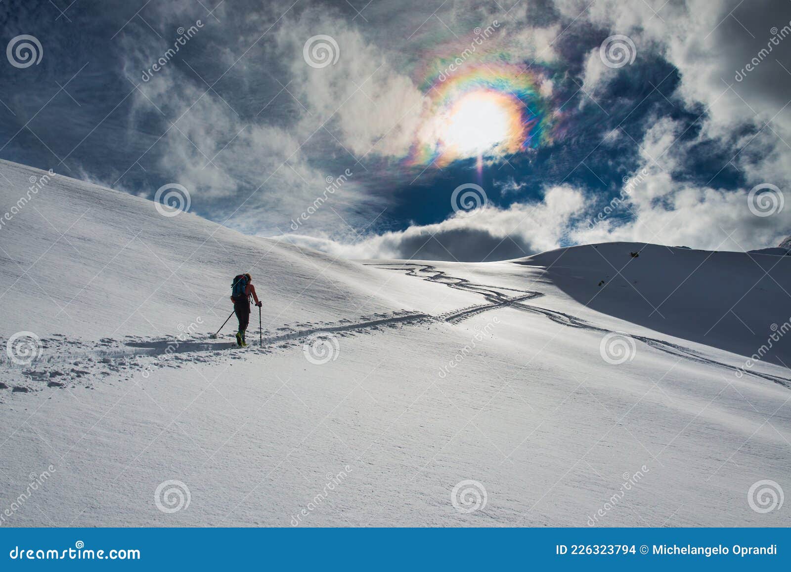 Ski Track Randone Uphill on the Italian Alps Stock Photo - Image of ...