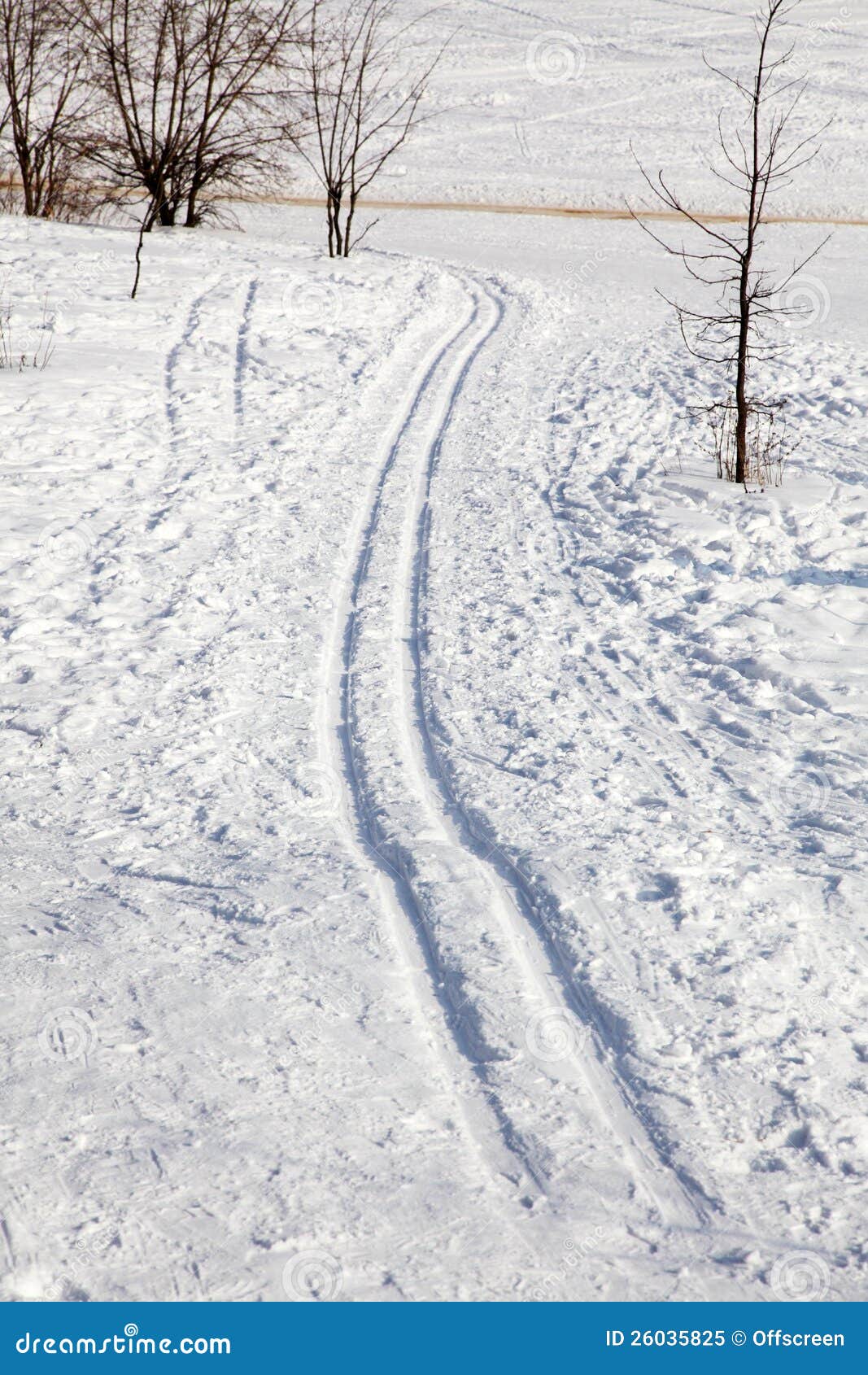 Ski-track in the snow stock image. Image of landscape - 26035825