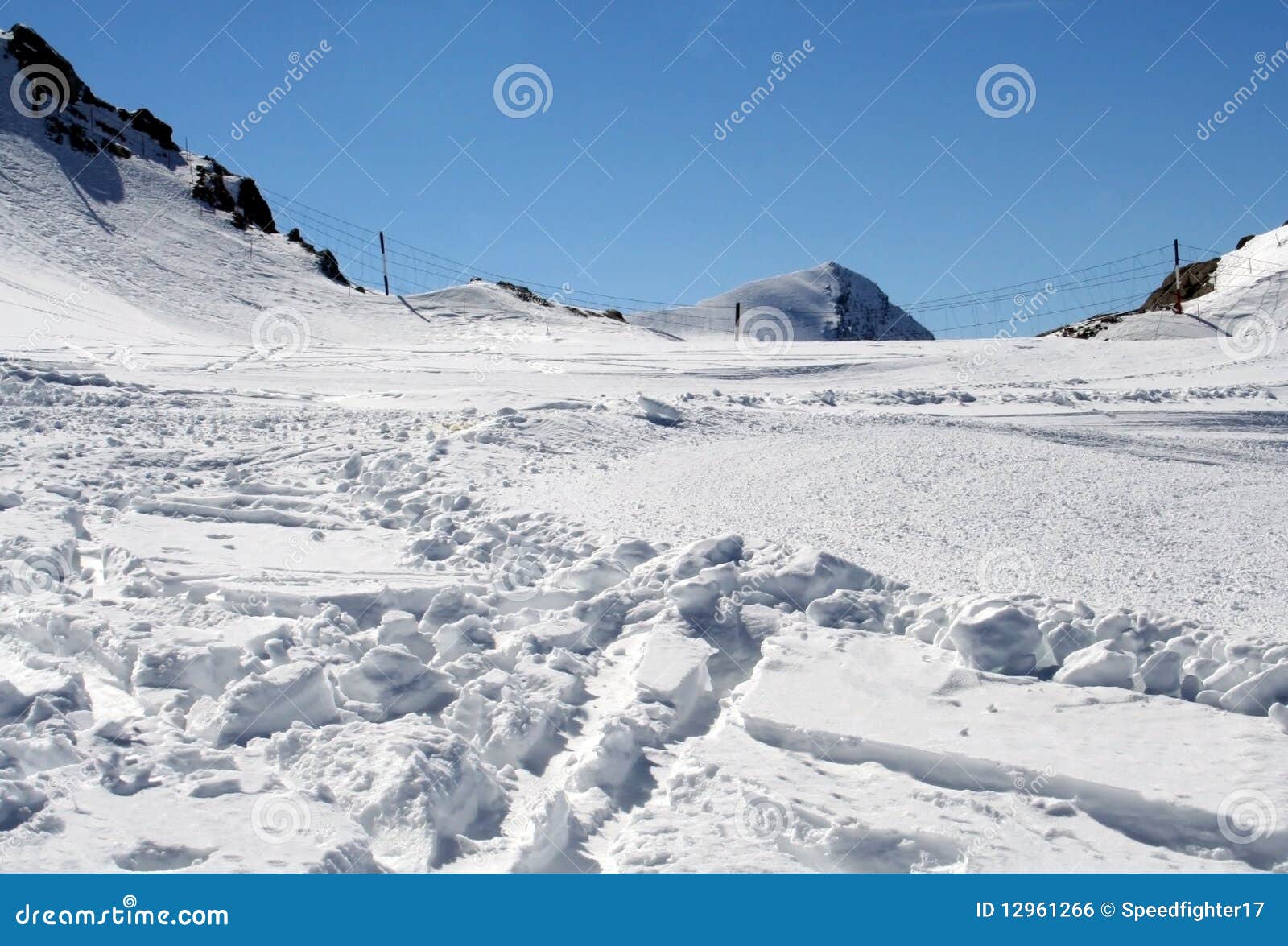 Ski tracks in Alpine snow stock photo. Image of alpine - 12961266