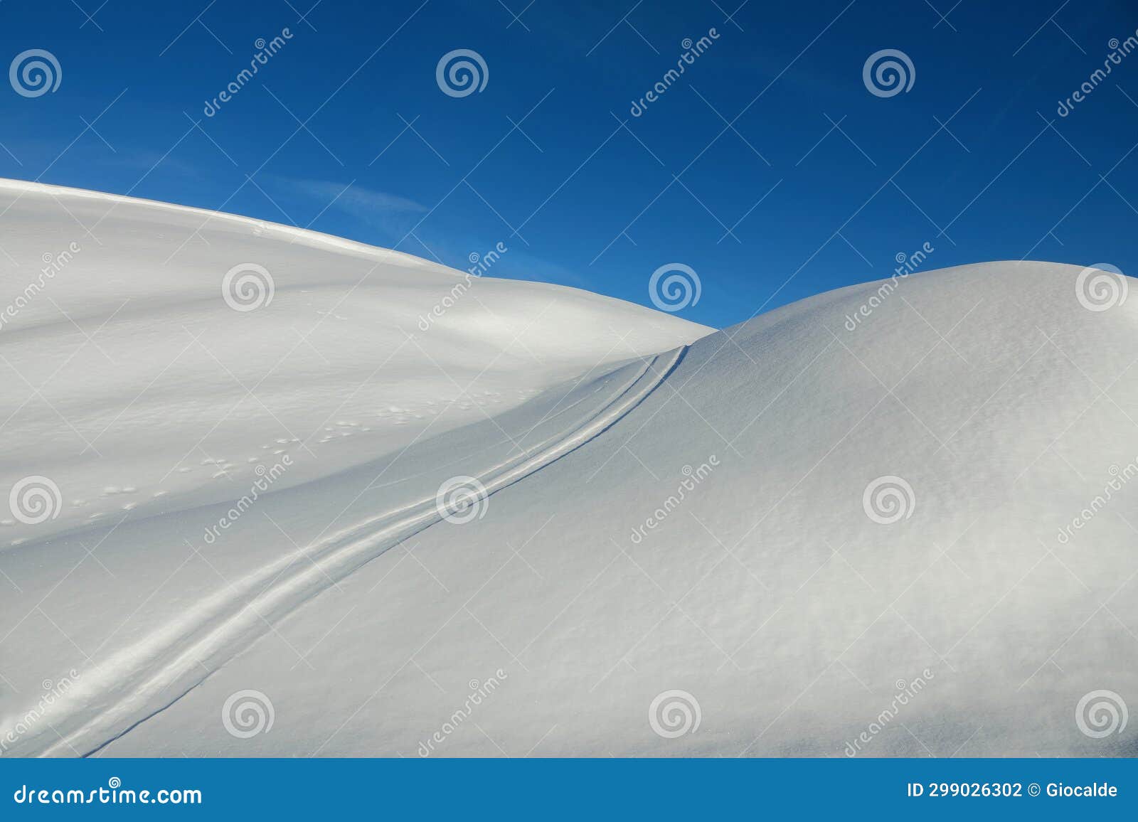 Ski Tracks on the Fresh Snow Stock Photo - Image of large, expedition ...