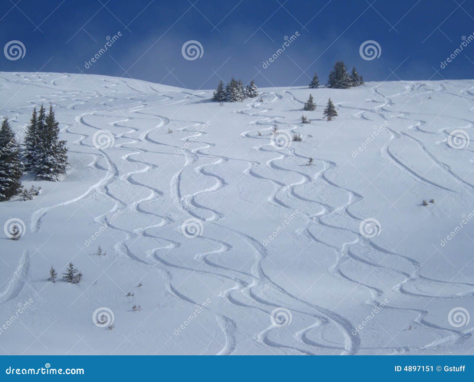 Ski tracks in Switzerland stock image. Image of skiing - 4897151