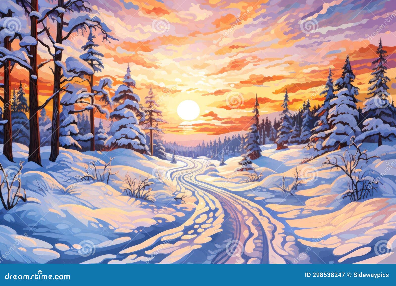 Ski Trail Patterns - Generative AI Stock Illustration - Illustration of shots, artistry: 298538247