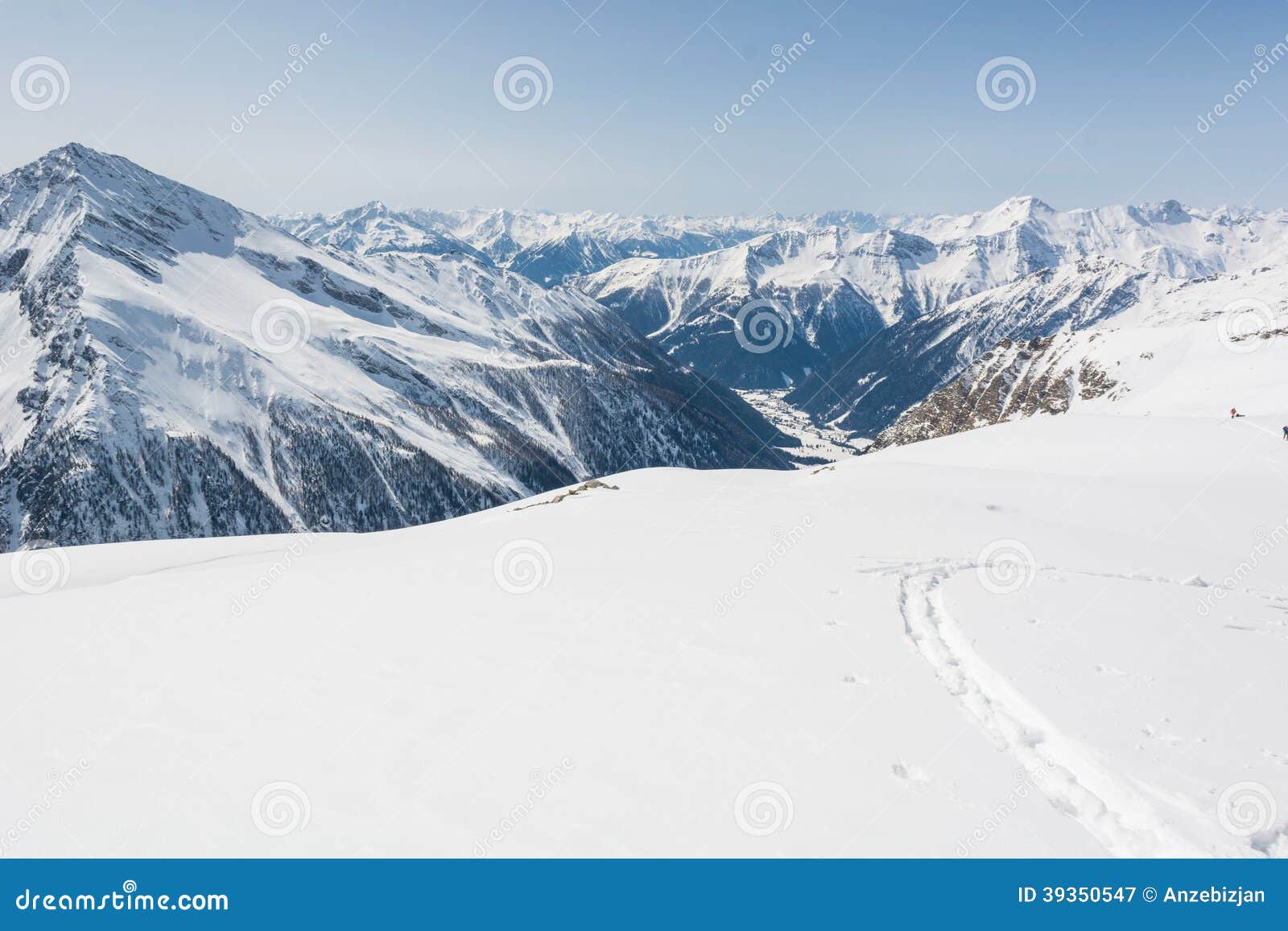 Ski Trail with Valley in the Back Stock Image - Image of outdoors ...