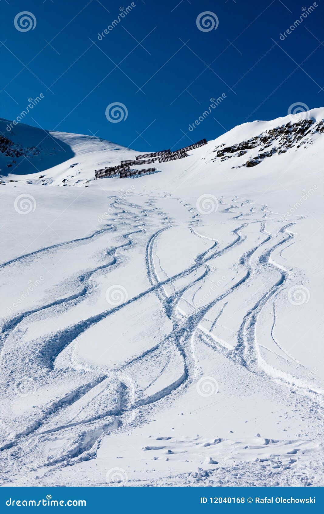 Ski trails on a mountain stock photo. Image of winter - 12040168