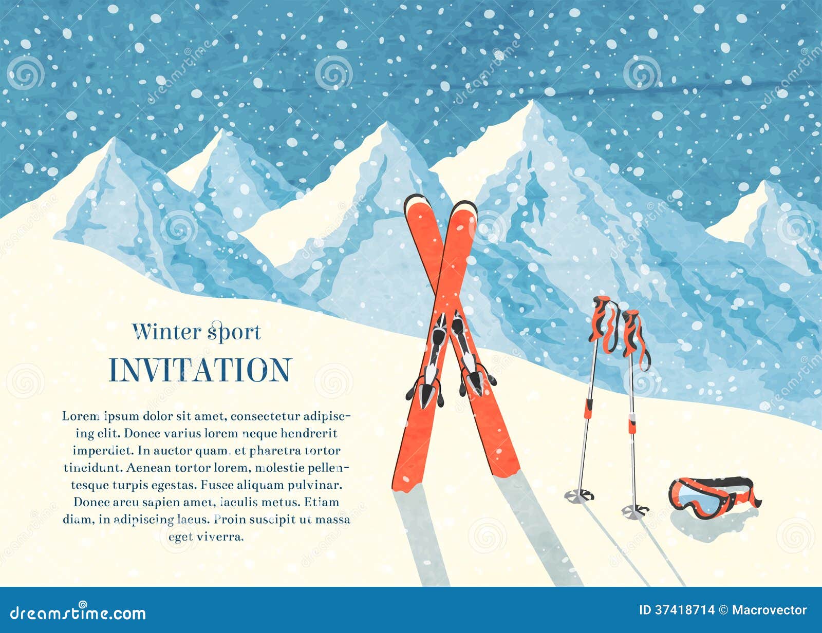 Ski Winter Mountain Landscape Card Stock Vector - Illustration of ...