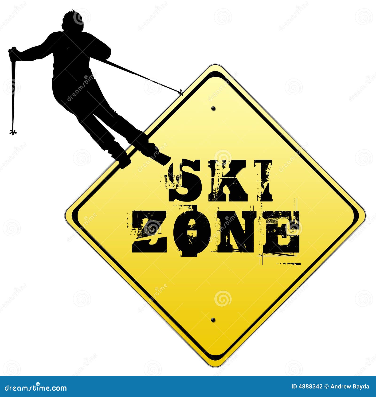 Ski zone sign stock vector. Illustration of model, artificial - 4888342