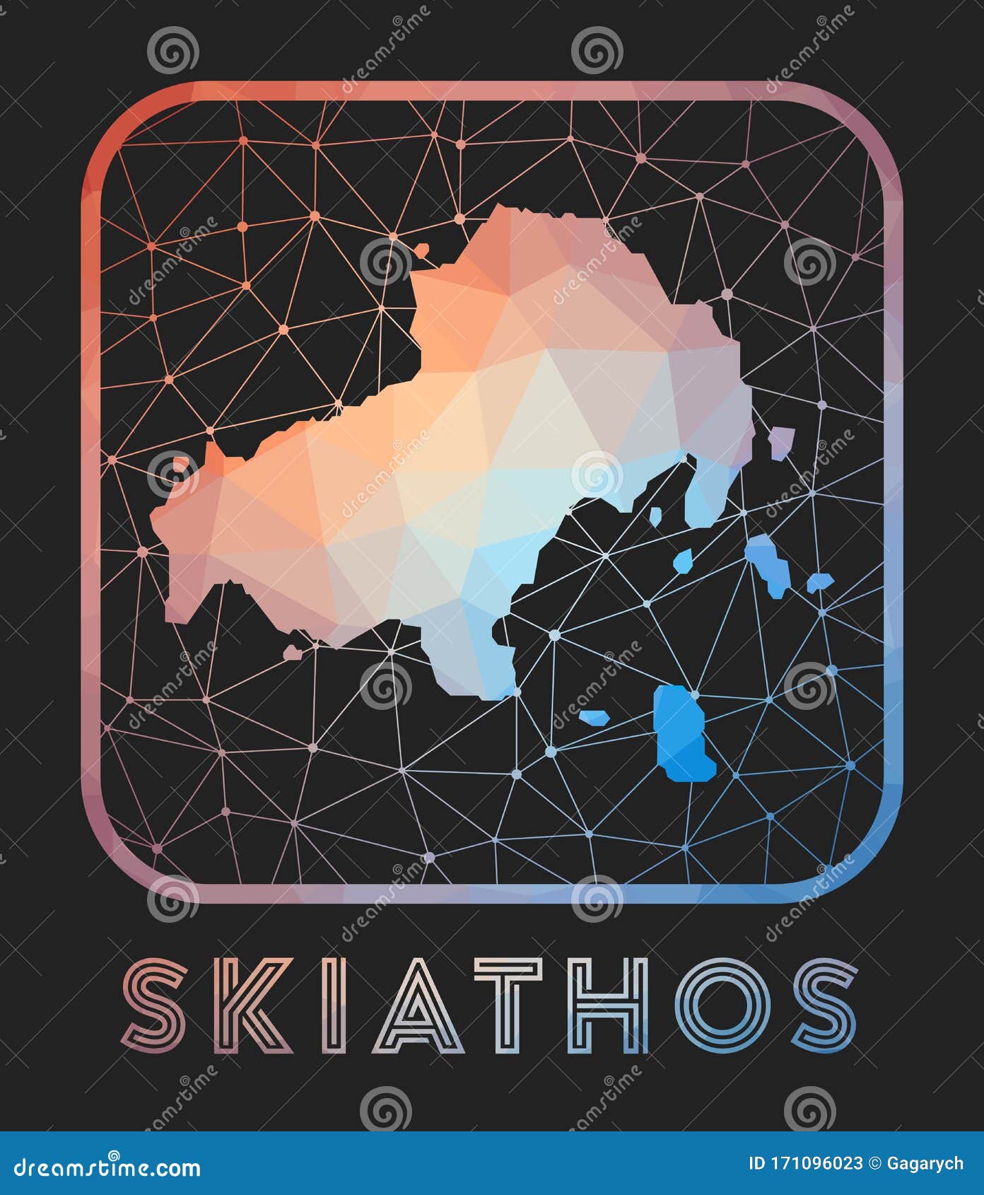 Skiathos map design. stock vector. Illustration of location - 171096023