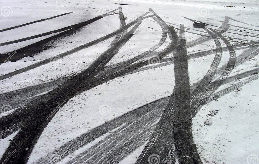 Skid Marks in Snow stock photo. Image of white, tracks, dangerous - 43546