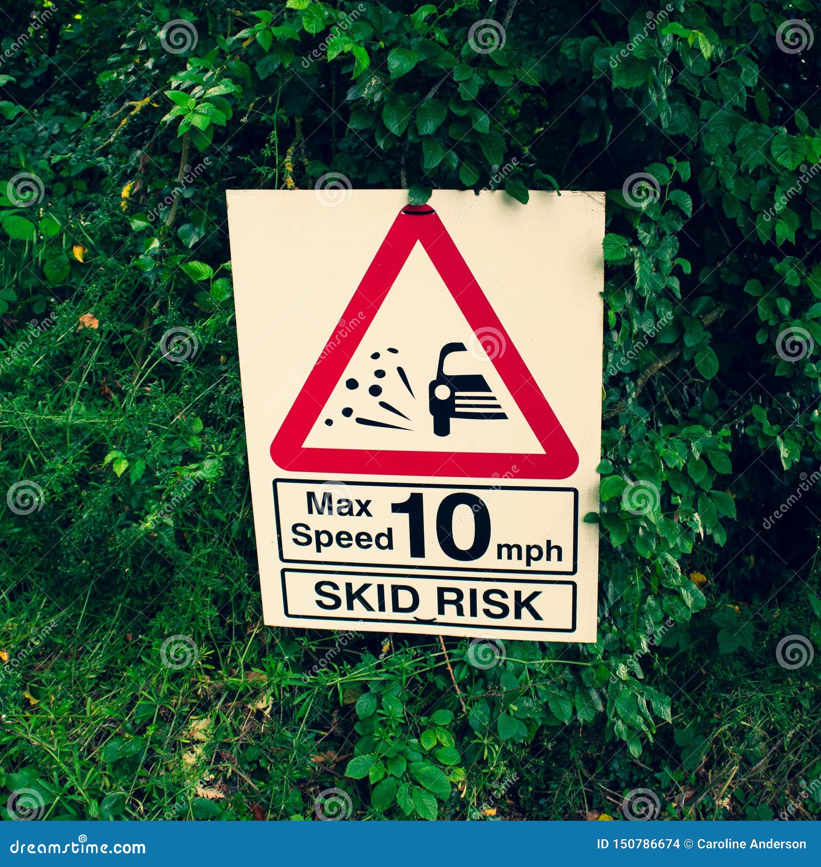 Skid Risk Warning Sign on a Country Road Stock Photo - Image of purpose ...