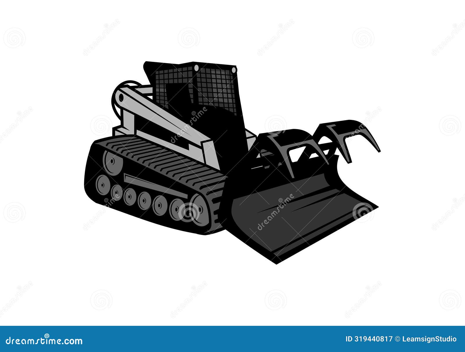 Skid Steer Grapple Design Illustration Cartoon Vector | CartoonDealer ...