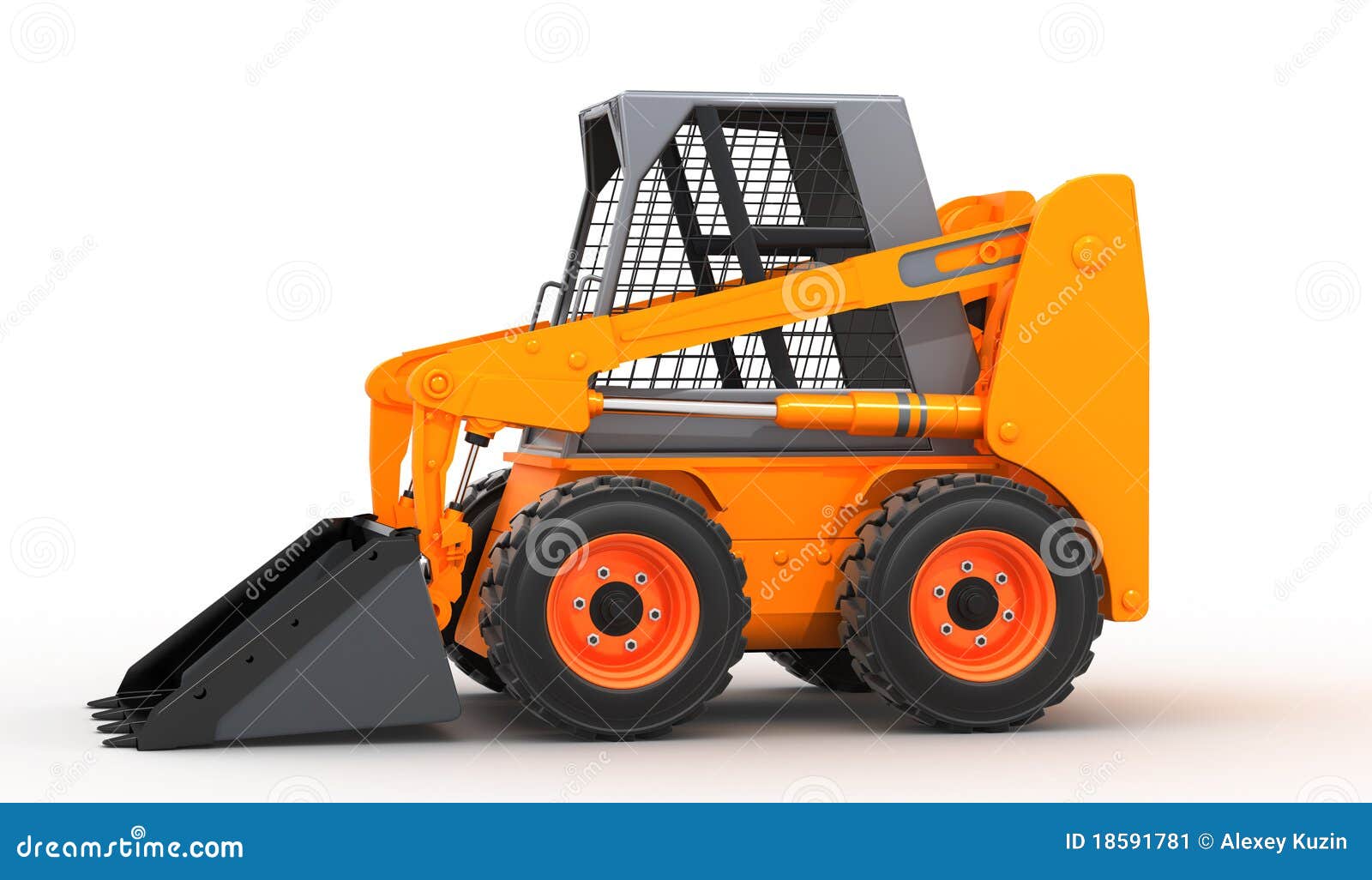 Skid Steer Loader. Heavy Construction Machine Cartoon Vector ...
