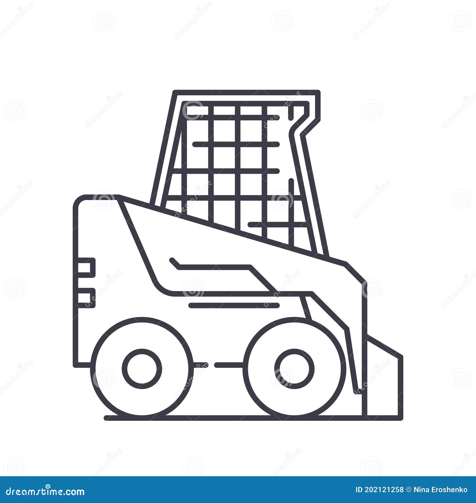 Skid Steer Loader Icon, Linear Isolated Illustration, Thin Line Vector ...