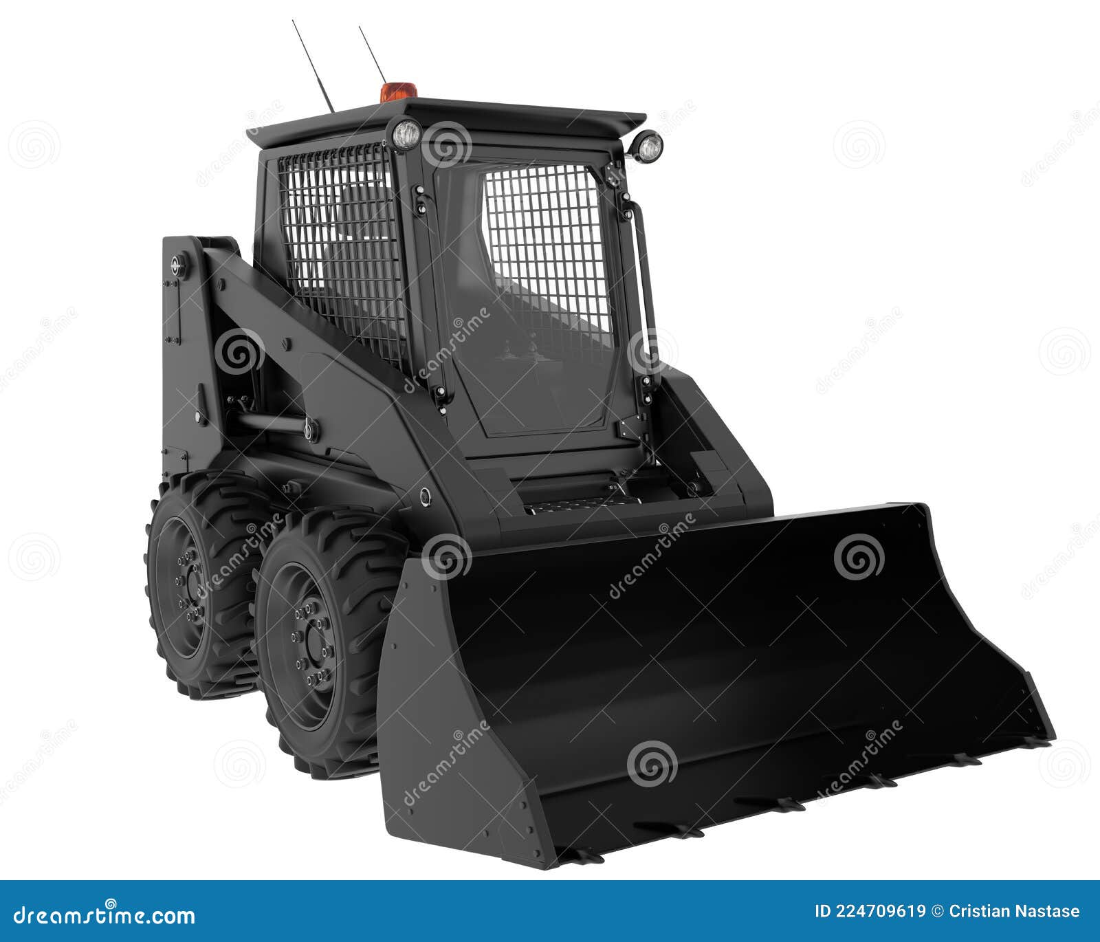 Skid Steer Loader Isolated on Background. 3d Rendering - Illustration ...