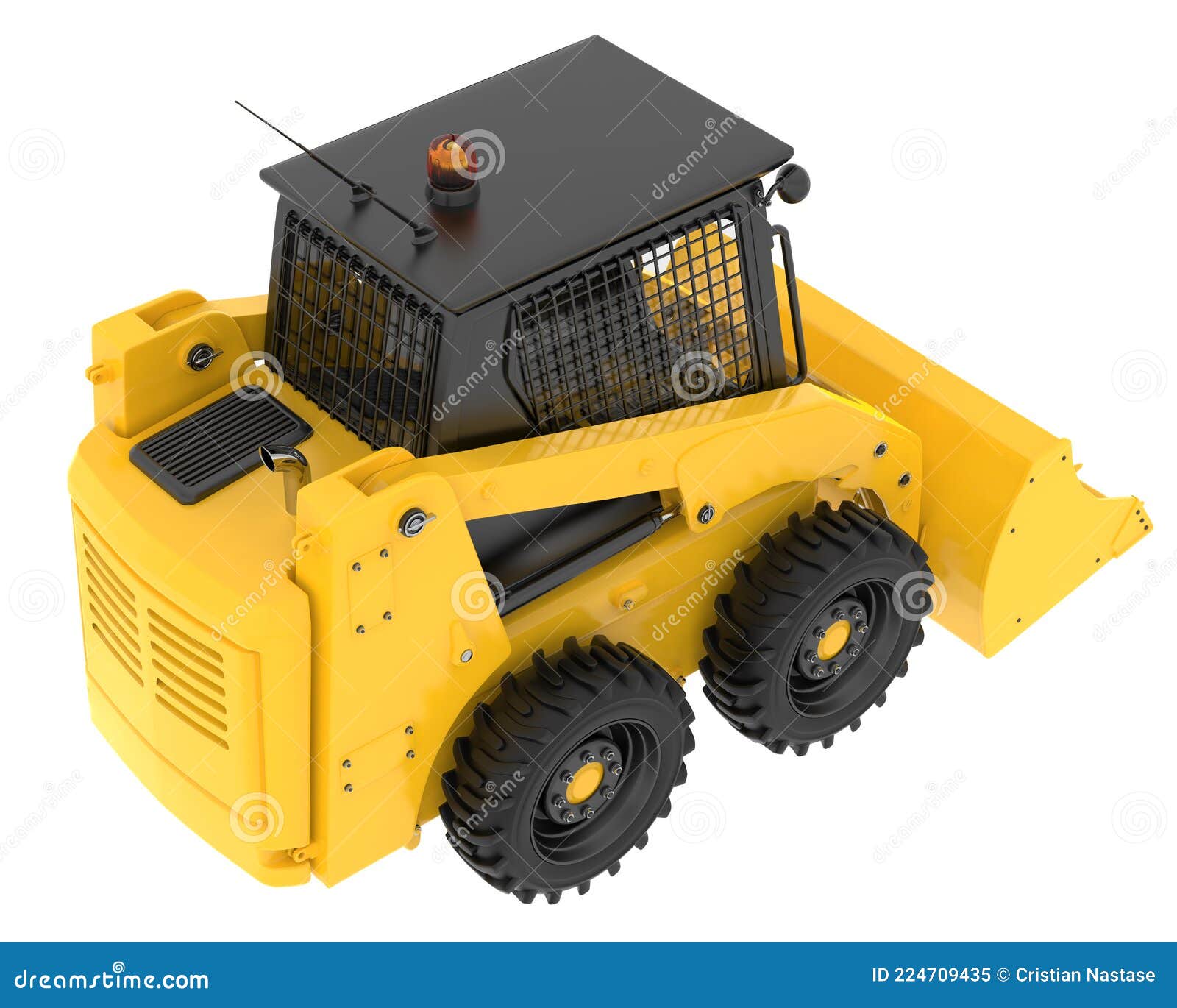 Skid Steer Loader Isolated on Background. 3d Rendering - Illustration ...