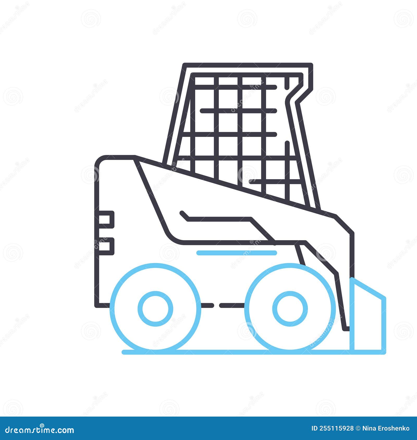 Outline Skid Loader Vector Icon. Isolated Black Simple Line Element ...