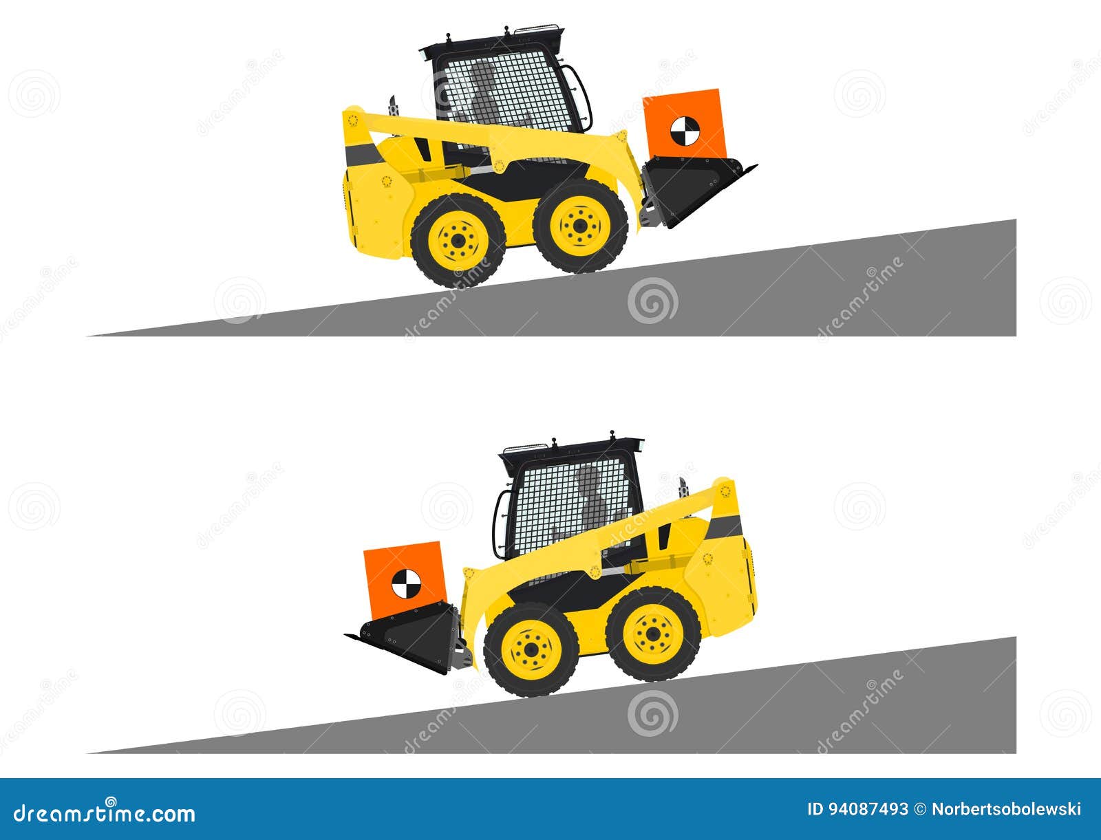 Skid Steer Loader Safety Cartoon Vector | CartoonDealer.com #94087493