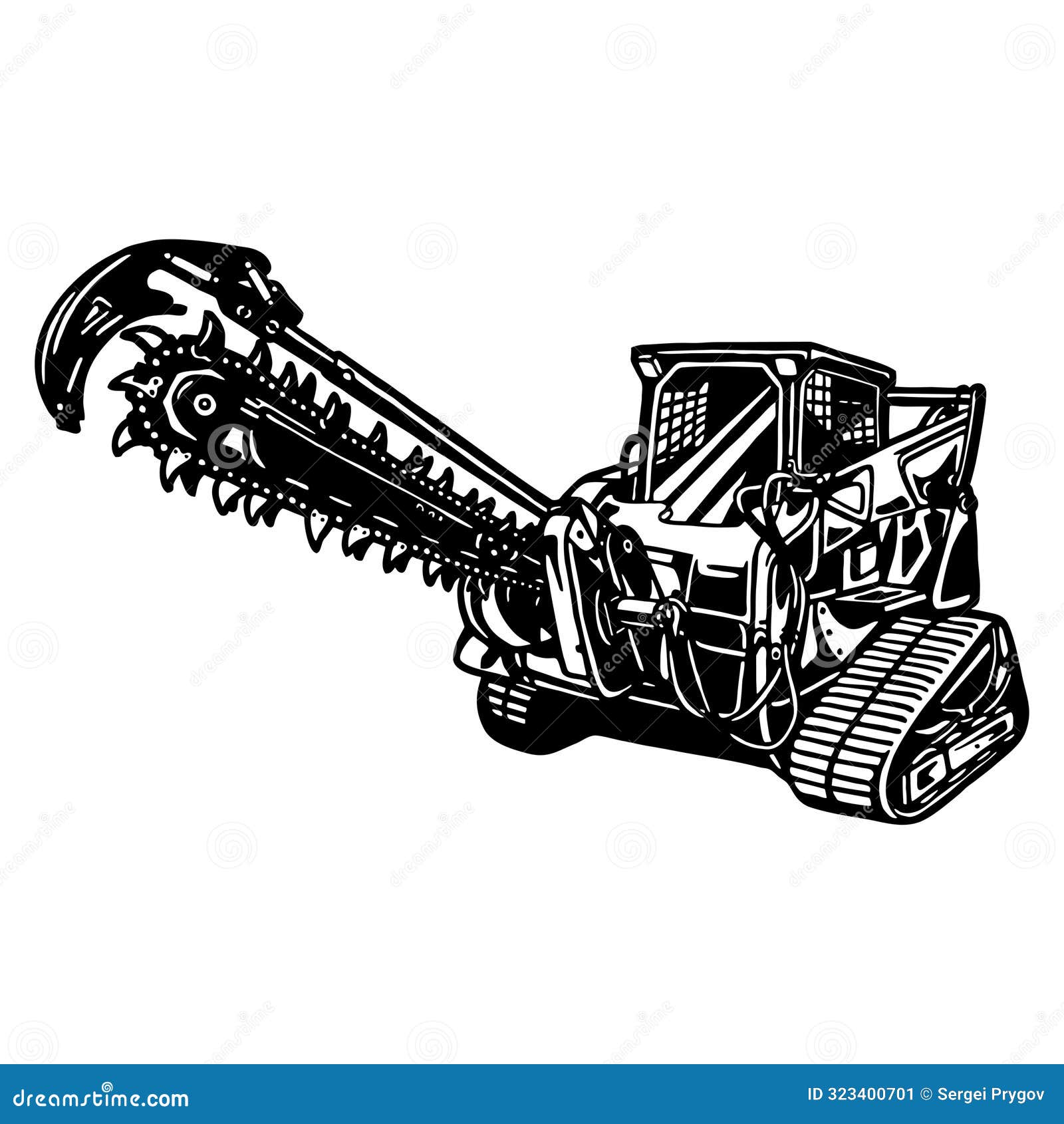 Skid Steer Trencher - Equipment - Trencher Construction Machine Vector ...