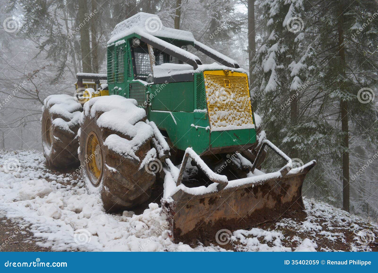 Skidder in the snow stock image. Image of lumberjack - 35402059