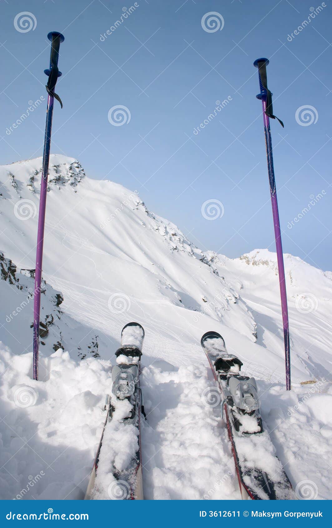 Skie and ski pole stock image. Image of winter, extreme - 3612611
