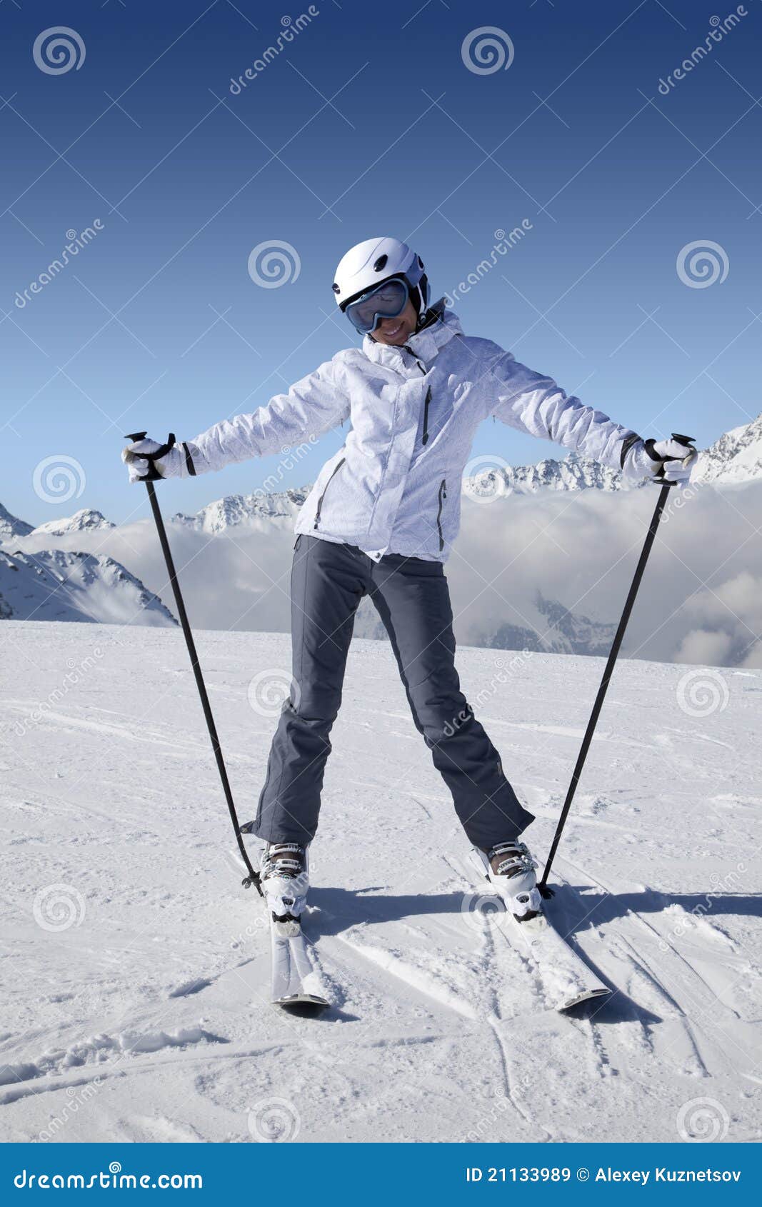 Skier stock image. Image of female, person, girl, happiness - 21133989
