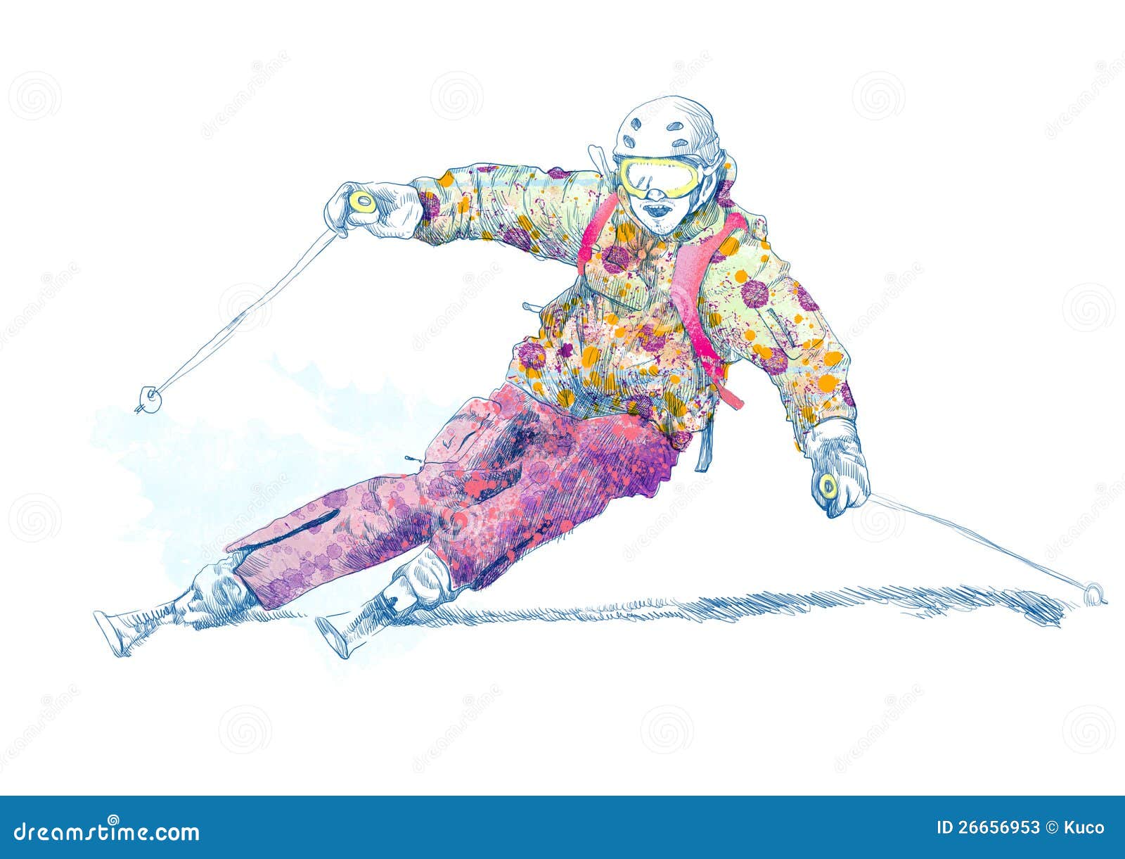 Skier stock vector. Illustration of mountains, people - 26656953