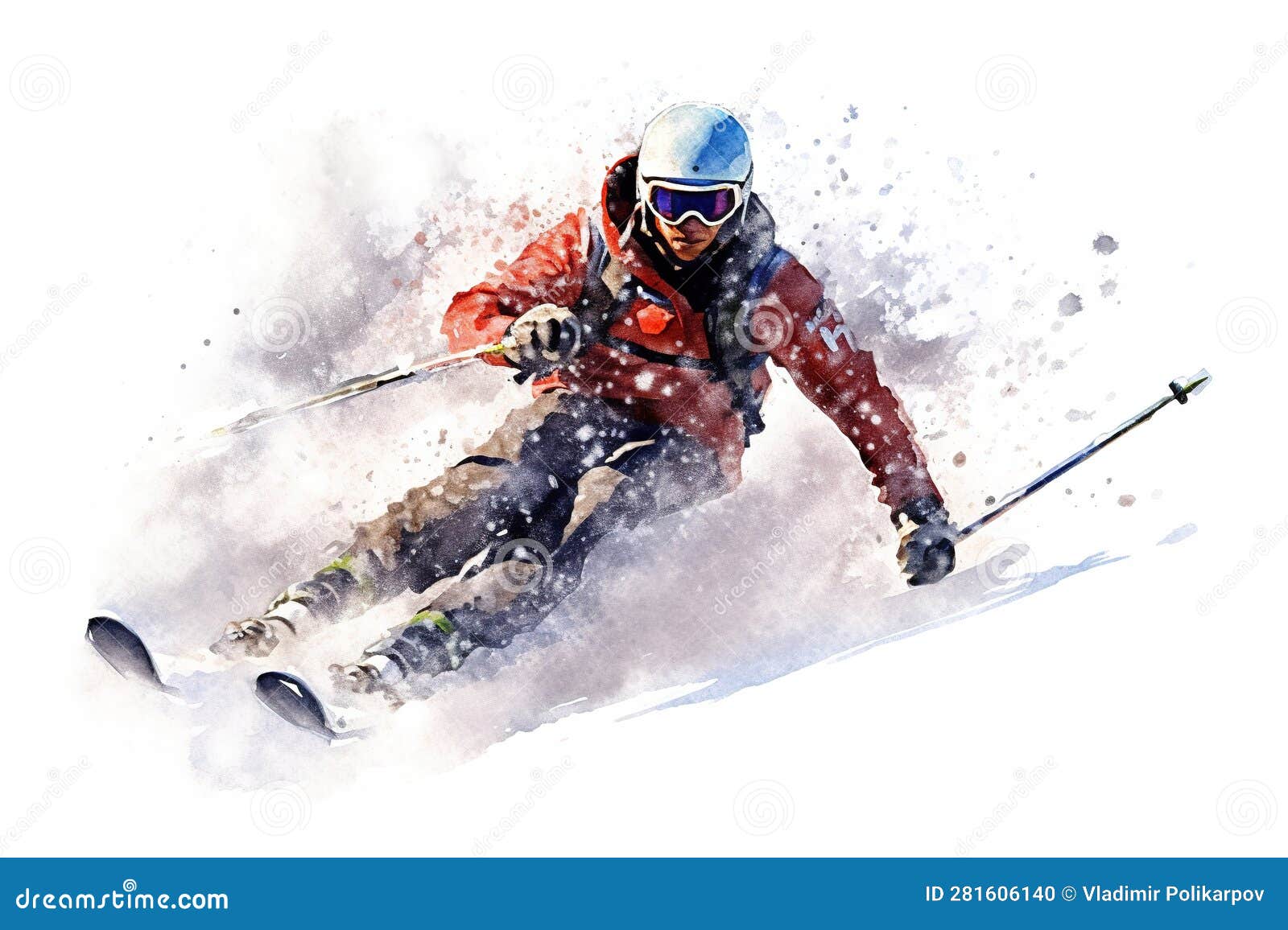 Skier Athlete Drawing Isolated on White Background. AI Generated Stock ...