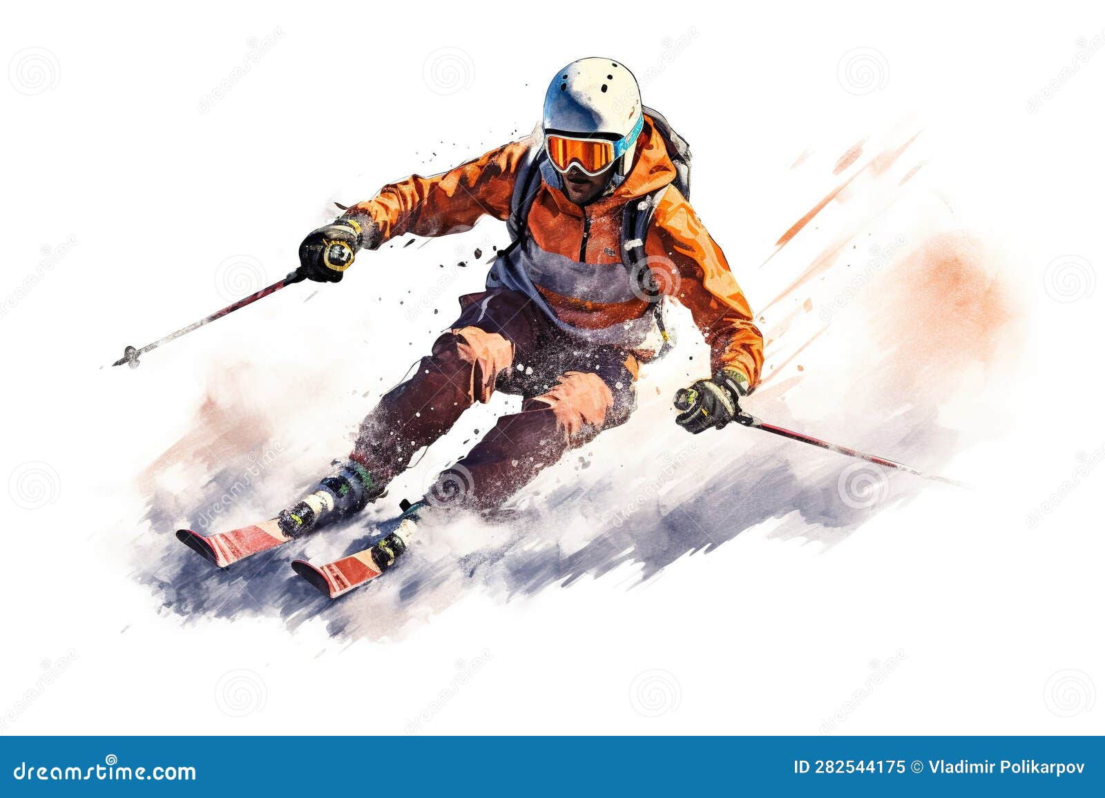 Skier Athlete Drawing Isolated on White Background. AI Generated Stock ...