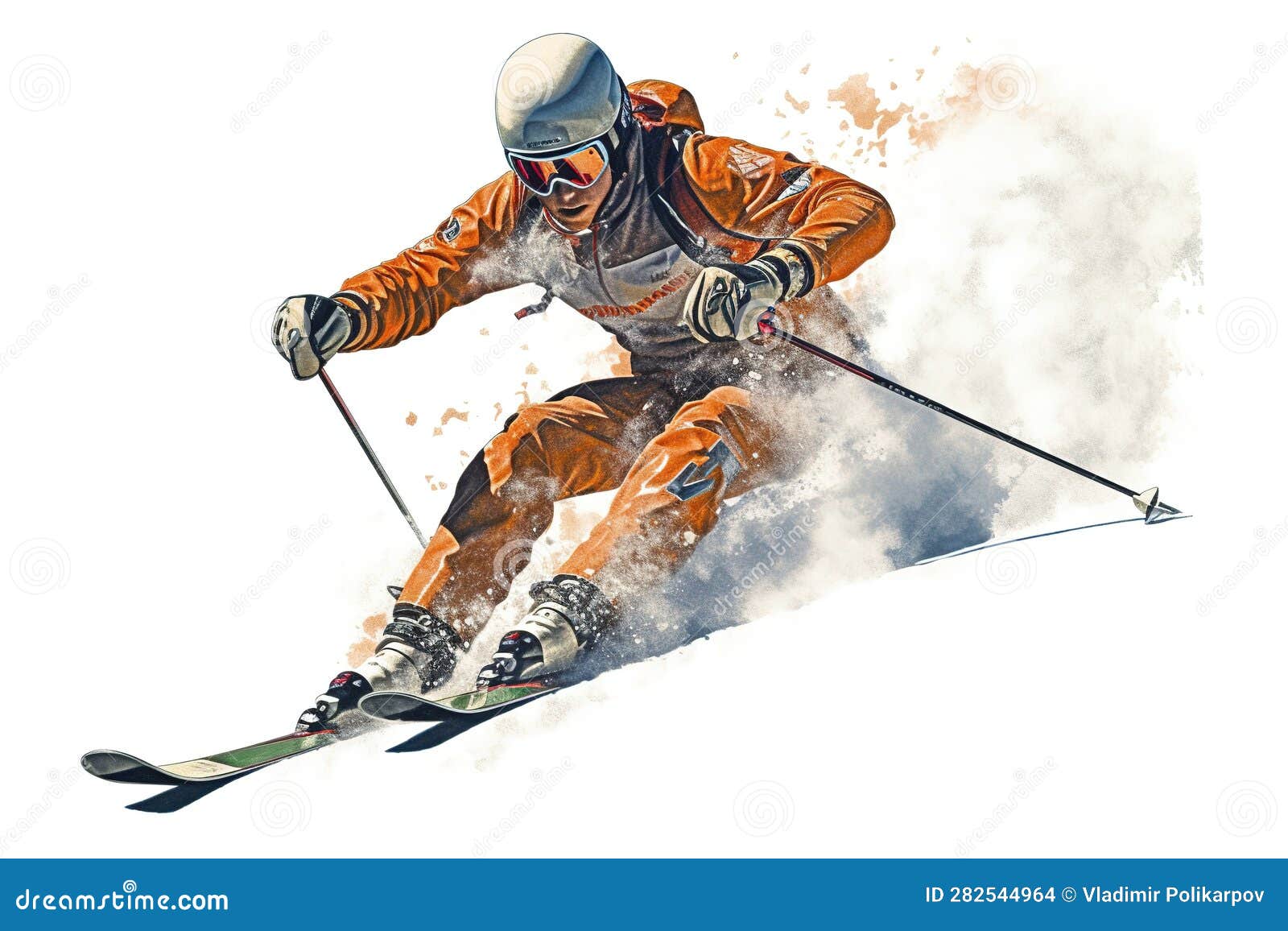 Skier Athlete Drawing Isolated on White Background. AI Generated Stock ...