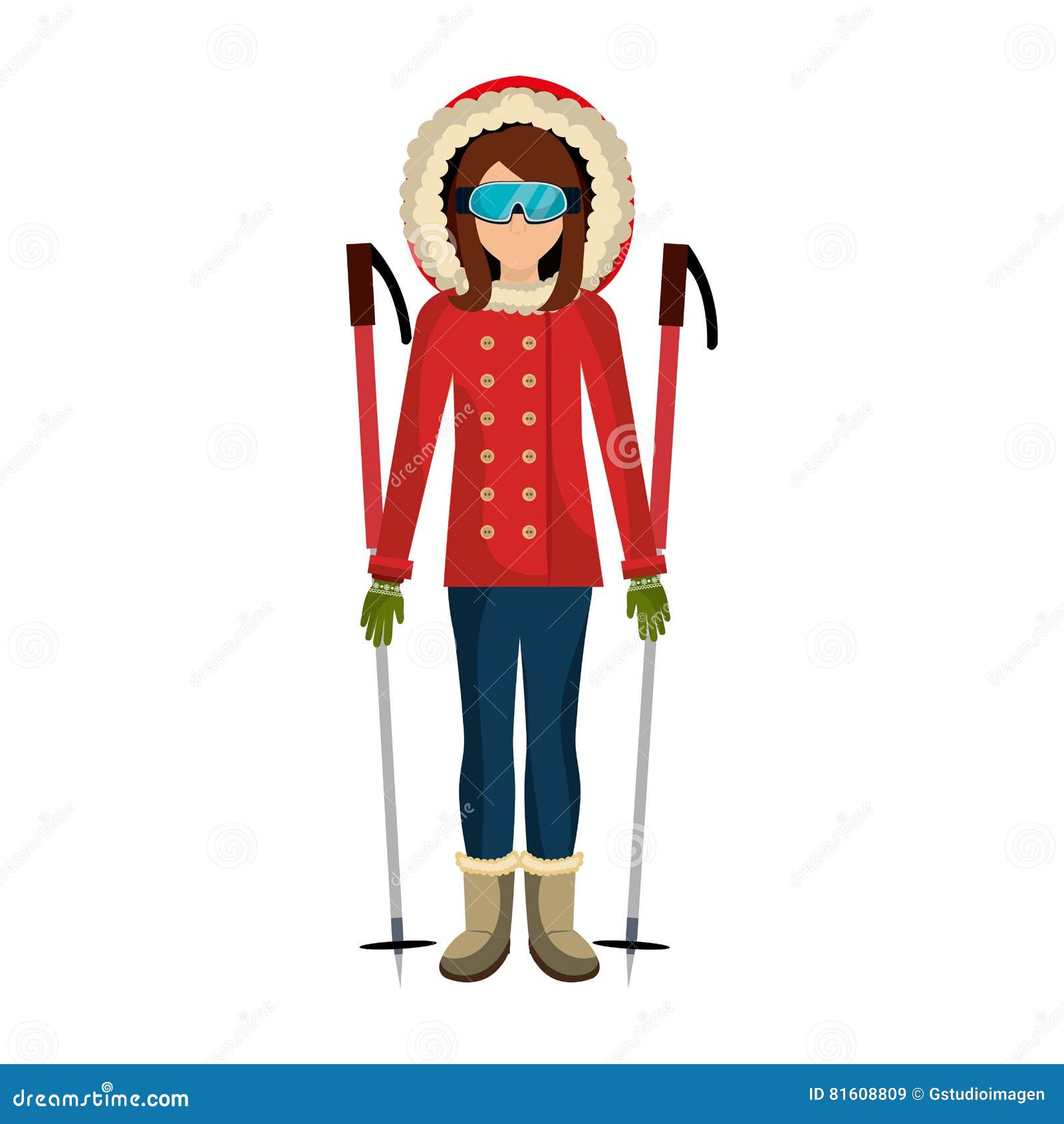 Skier Avatar with Equipment Stock Vector - Illustration of equipment ...