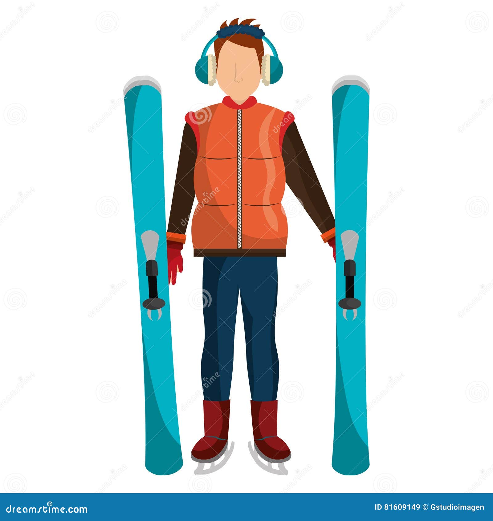 Skier Avatar with Equipment Stock Vector - Illustration of league ...