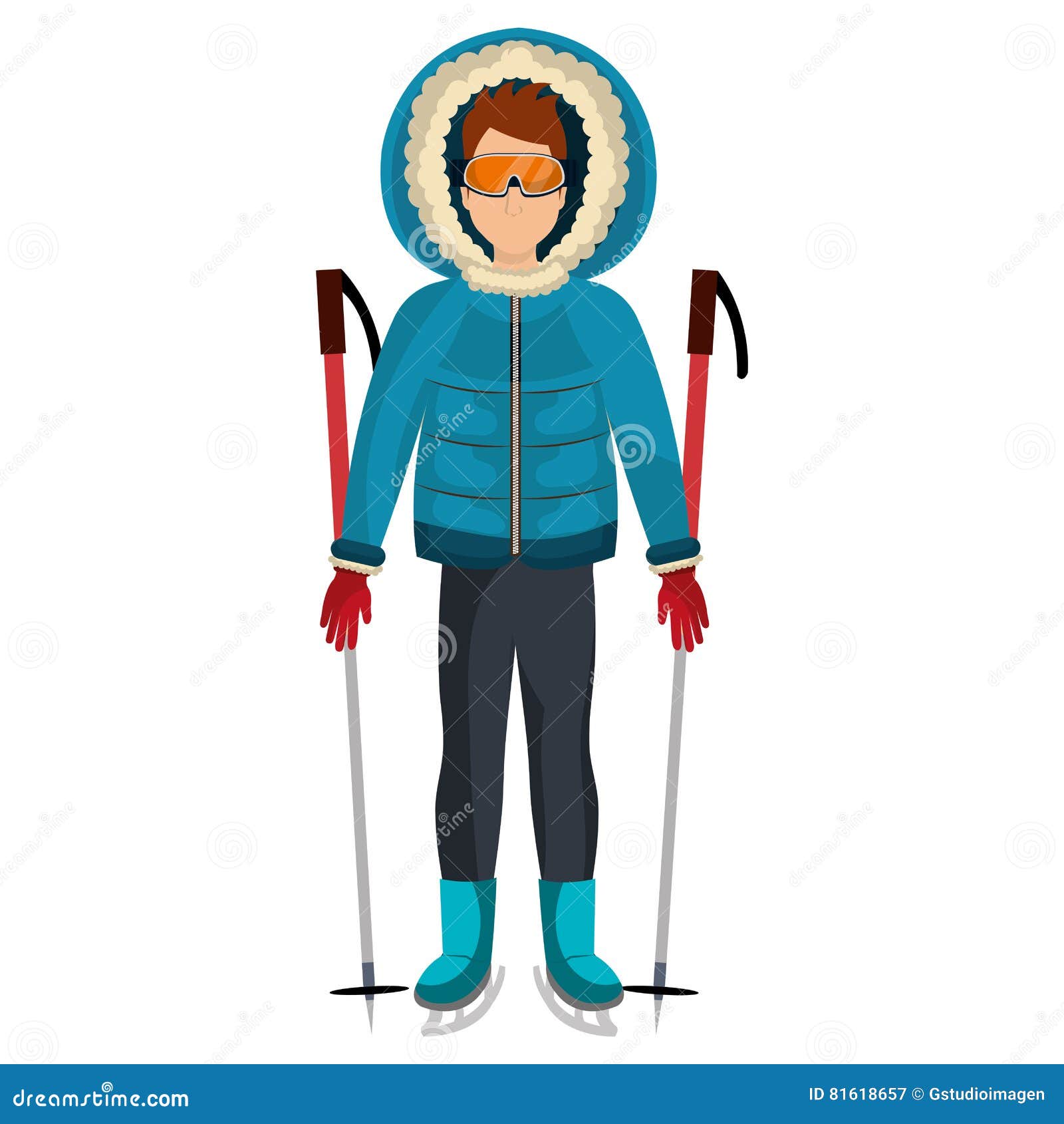 Skier Avatar with Equipment Stock Vector - Illustration of play ...
