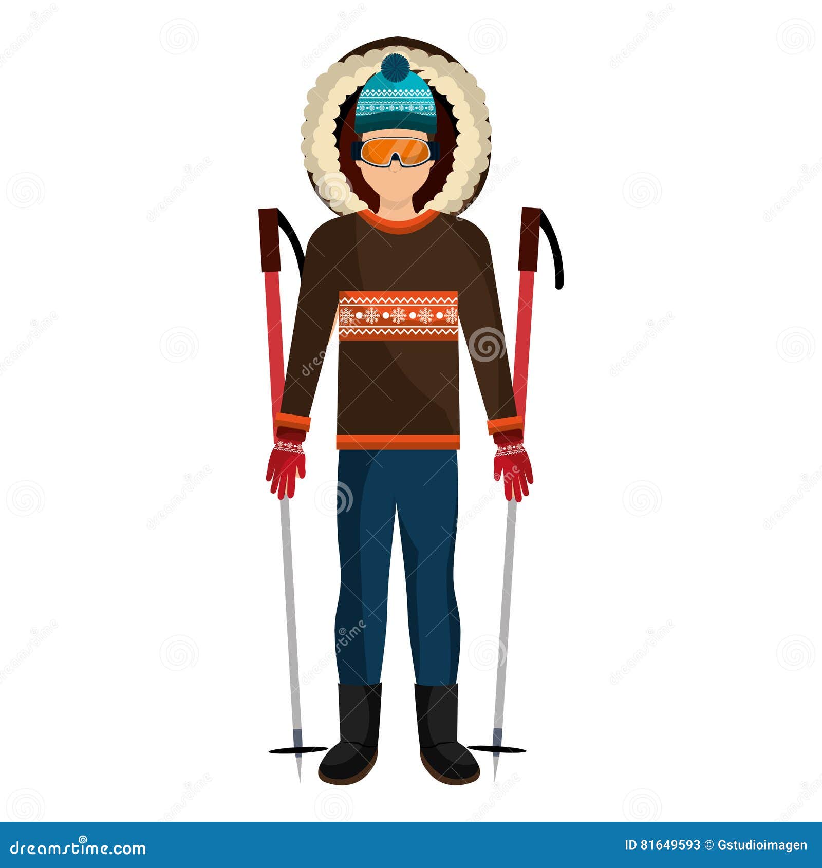 Skier Avatar with Equipment Stock Vector - Illustration of league ...