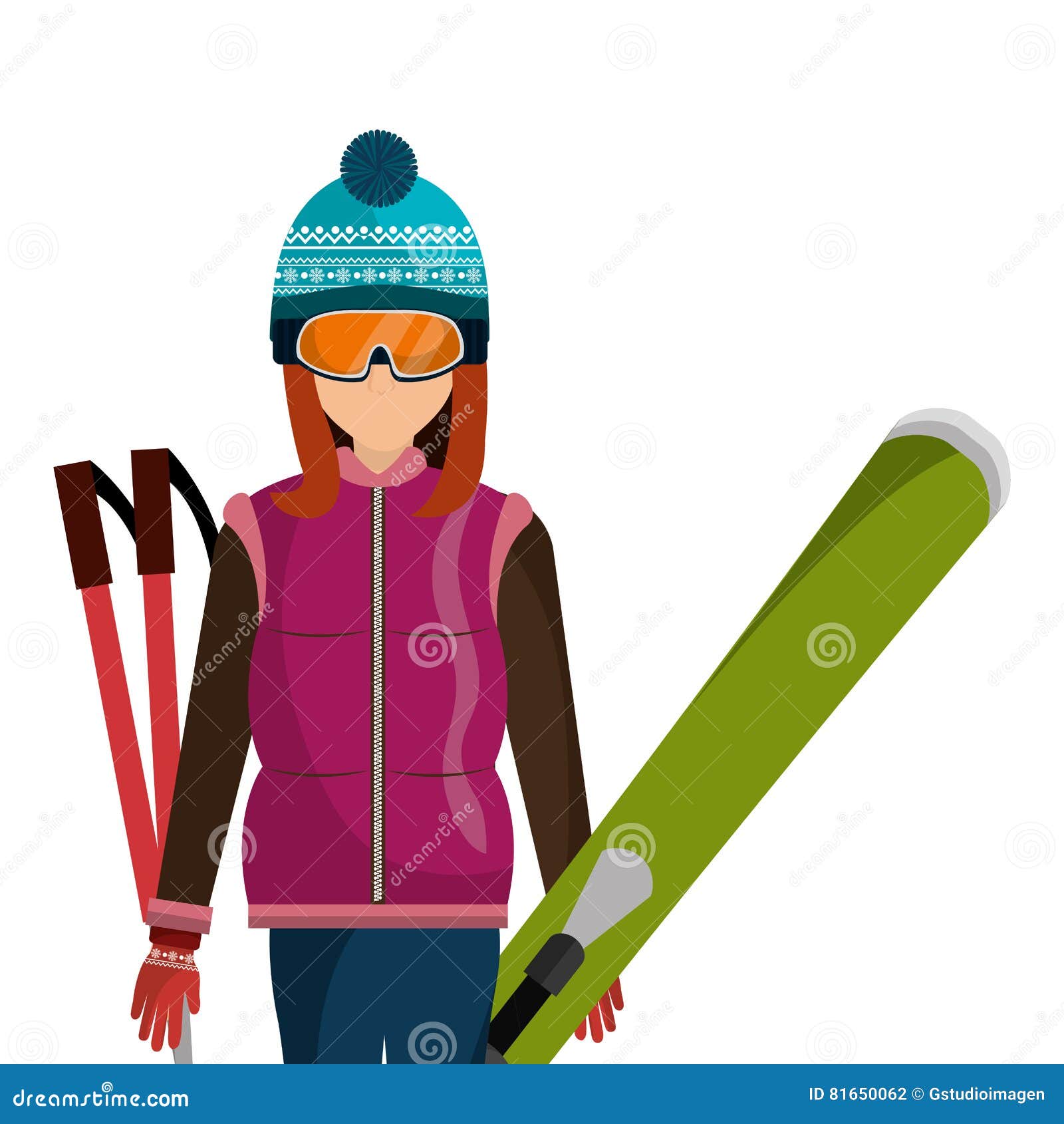 Skier Avatar with Equipment Stock Vector - Illustration of wear, winter ...