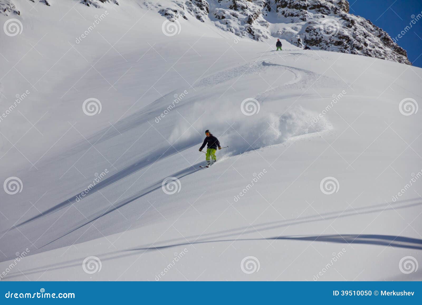 Skier in Deep Powder, Extreme Stock Photo - Image of offpiste, extreme ...