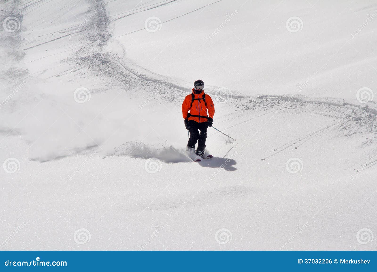 Skier in Deep Powder, Freeride Stock Photo - Image of mountain ...