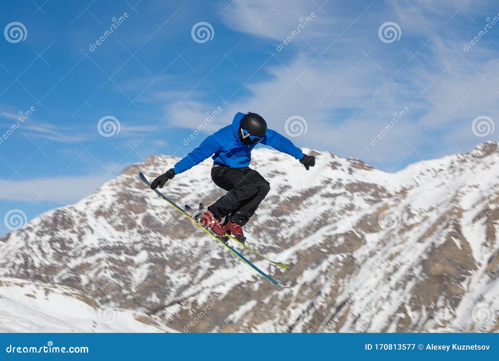 Skier Does the Jumping Trick Stock Image - Image of balance, nature ...
