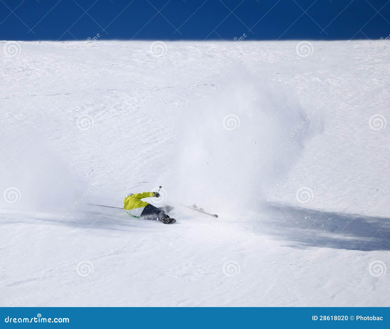 Skier Falling Down on Mountain Slope Stock Photo - Image of danger ...