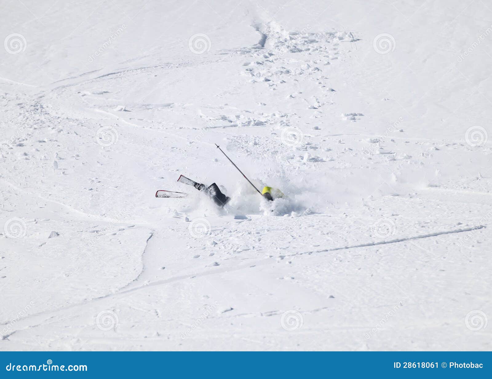 Skier Falling Down Mountain Slope Stock Photos - Free & Royalty-Free ...