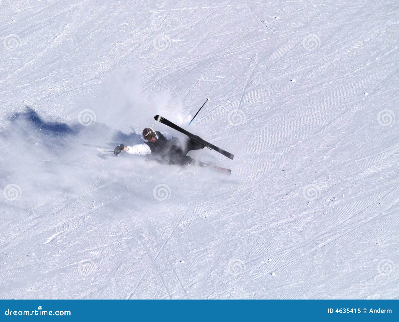 Skier Falls stock image. Image of recreation, fall, hobbies - 4635415
