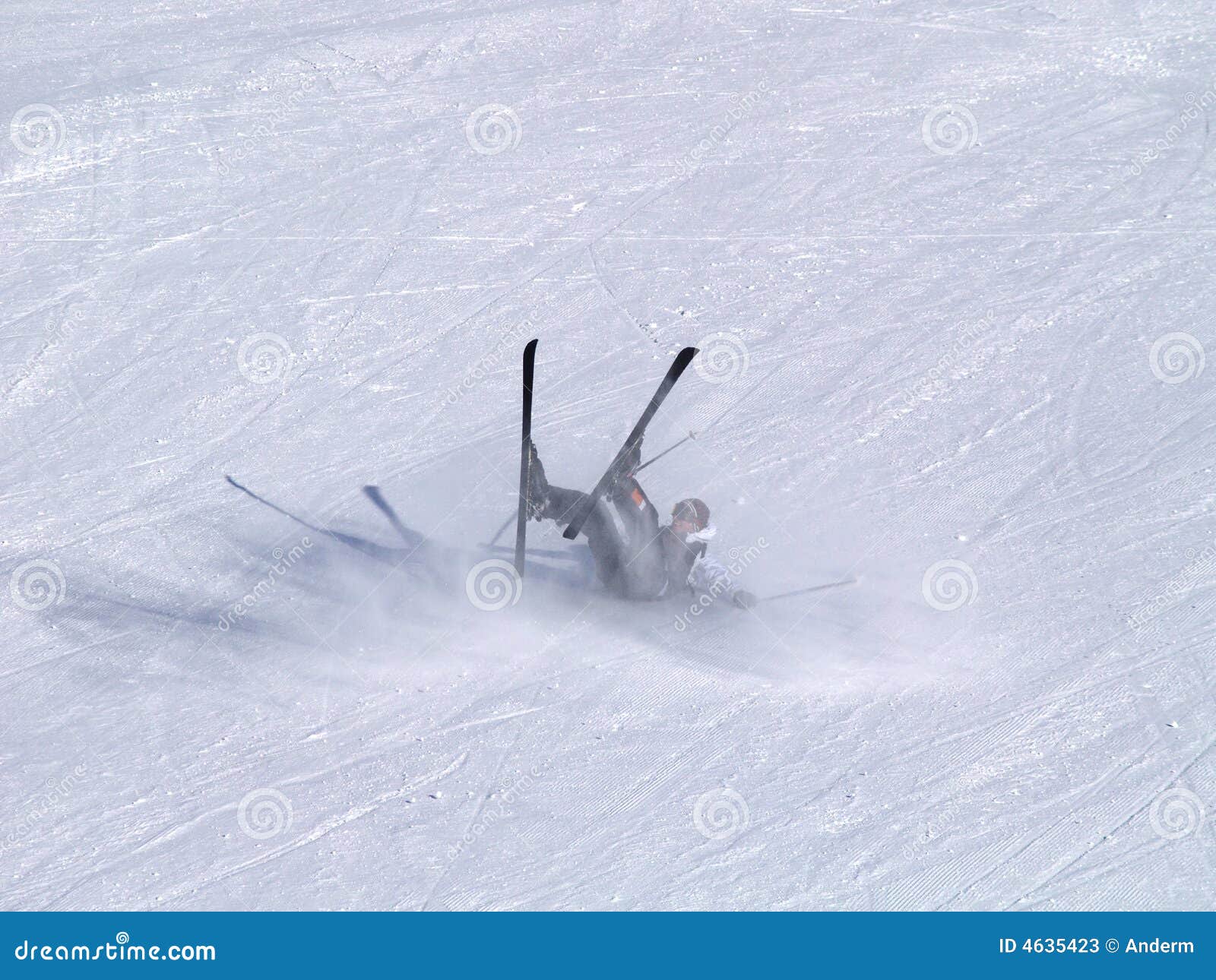Skier Falls stock image. Image of dangerous, exercise - 4635423
