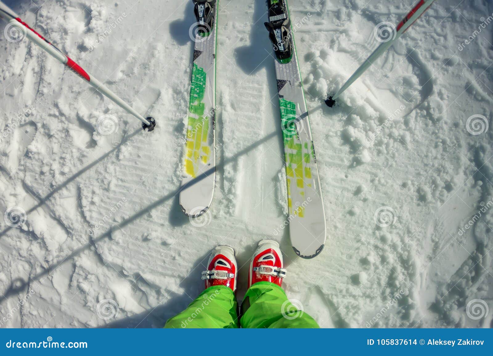 Skier First-person View of the Ski Snow Slope Stock Photo - Image of ...