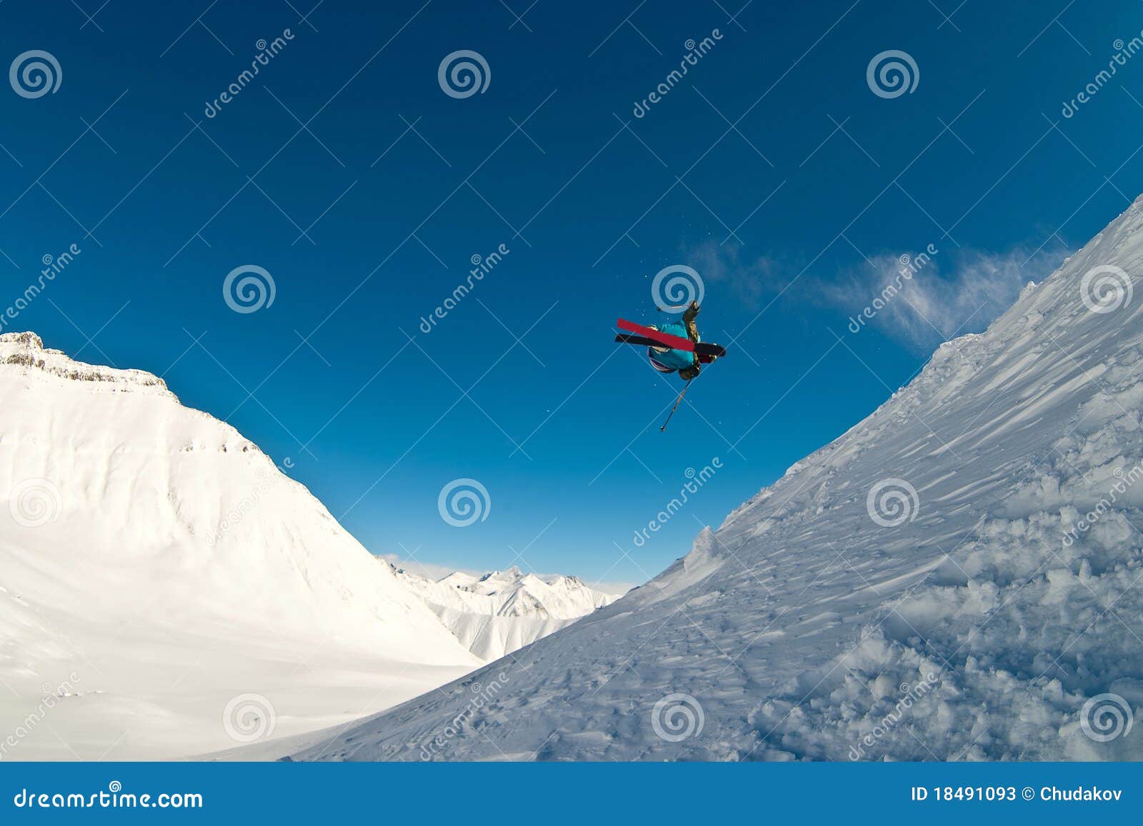 Skier flying in the air stock image. Image of professional - 18491093