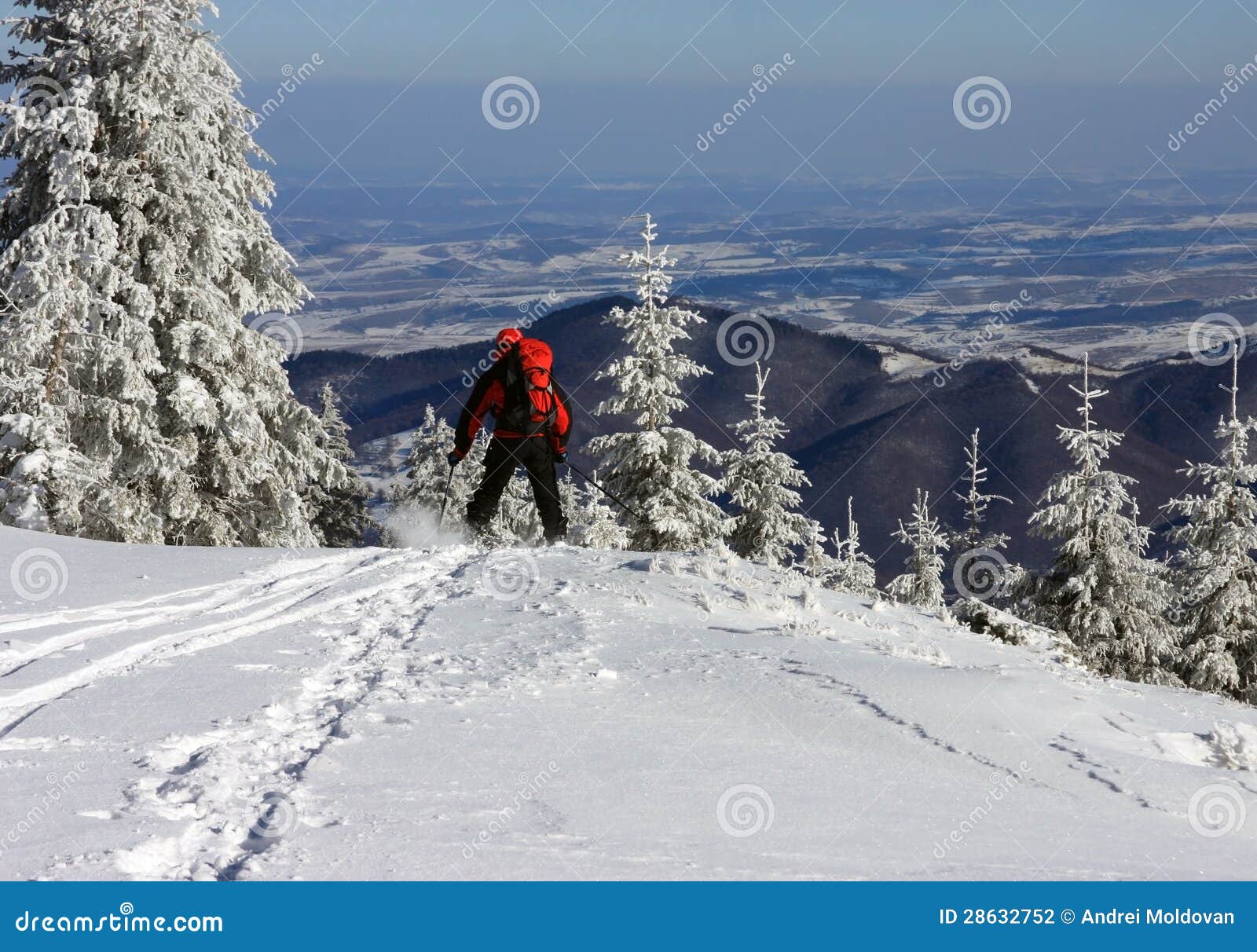 Skier Getting Down from the Mountain Stock Photo - Image of beautiful ...